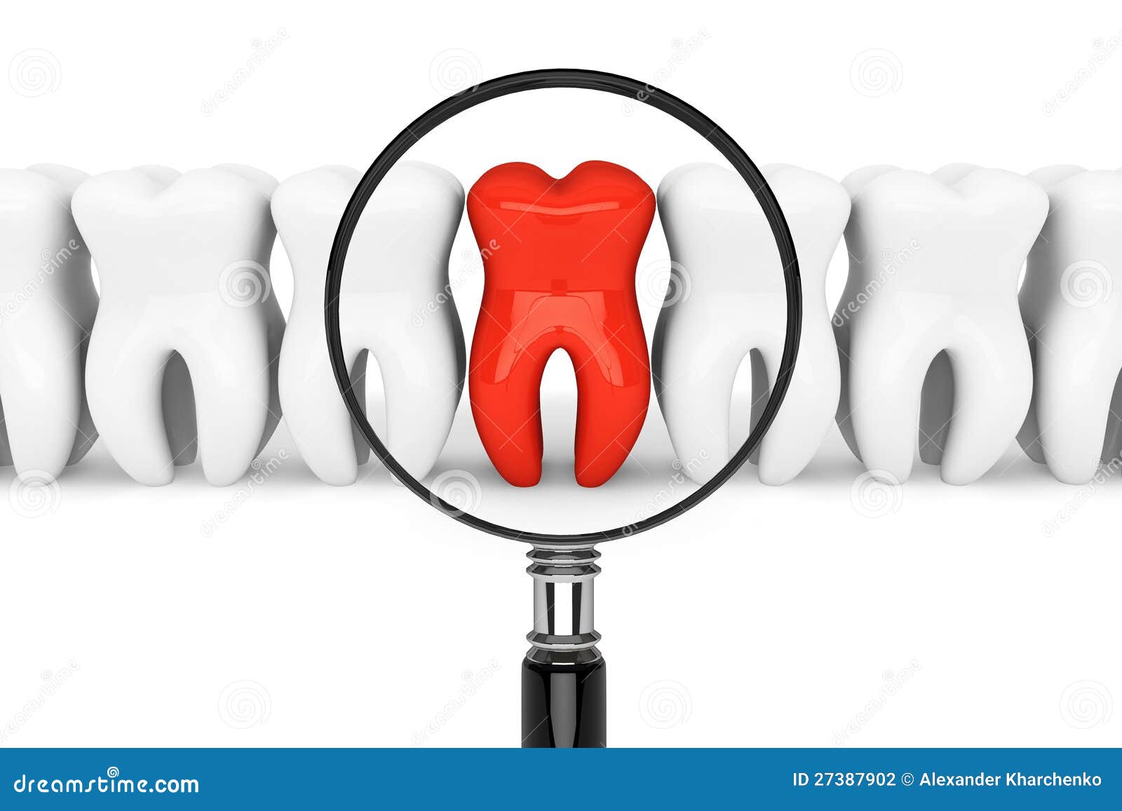 Tooth with Magnifying Glass Stock Illustration - Illustration of ...