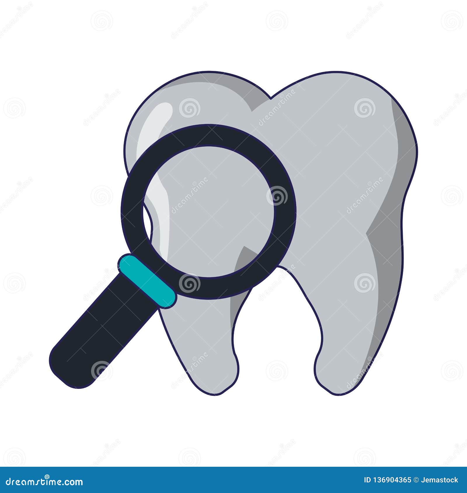 Tooth and magnifying glass stock vector. Illustration of clean - 136904365