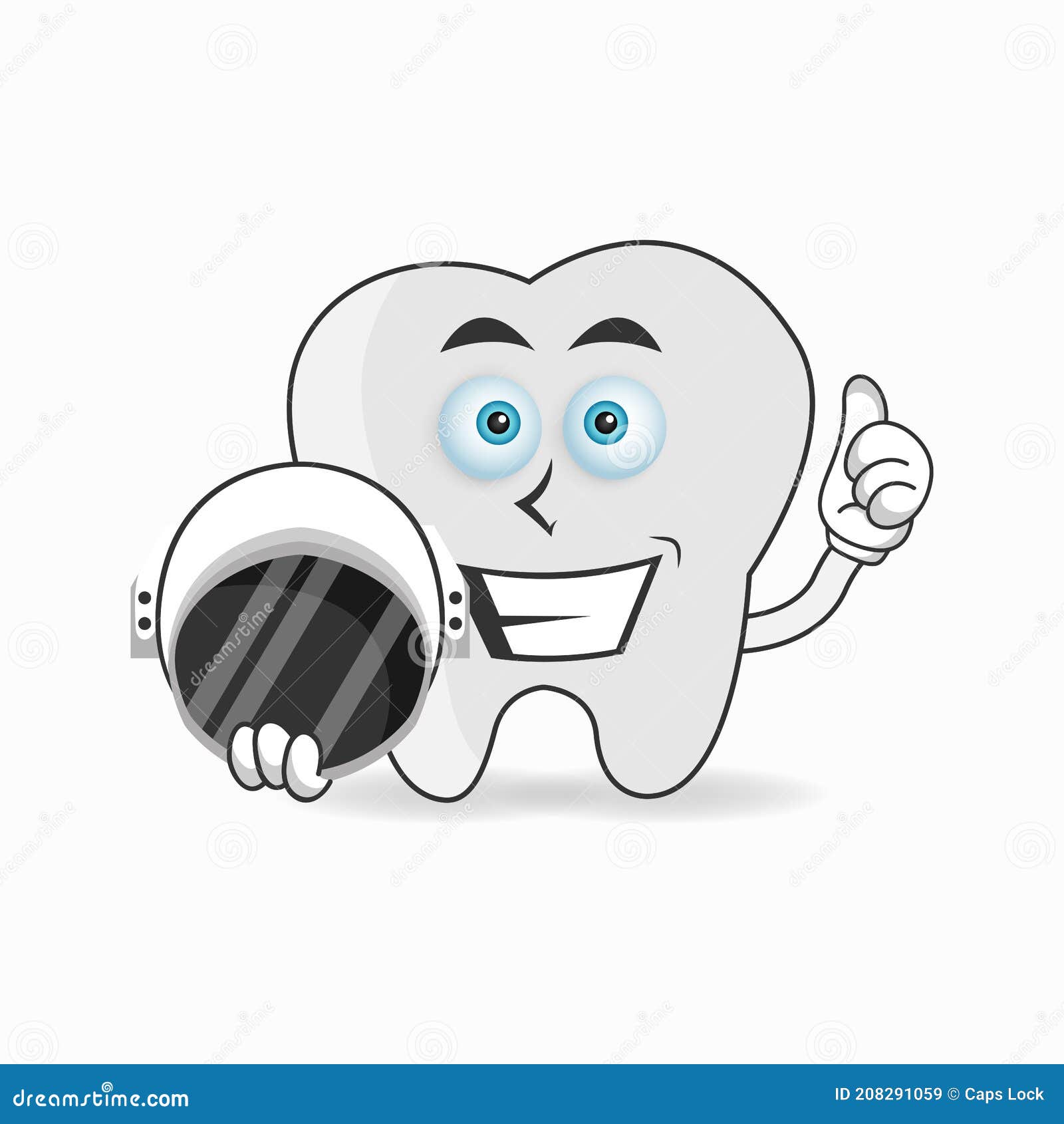 The Tooth Mascot Character Becomes an Astronaut. Vector Illustration ...