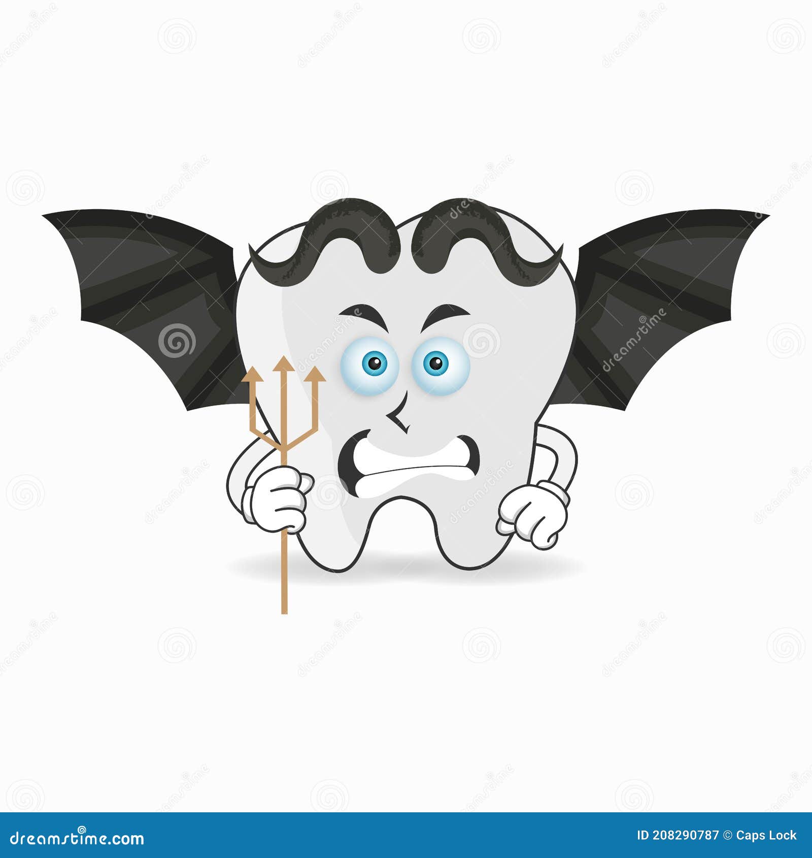 The Tooth Mascot Character Becomes a Devil. Vector Illustration Stock Vector - Illustration of ...