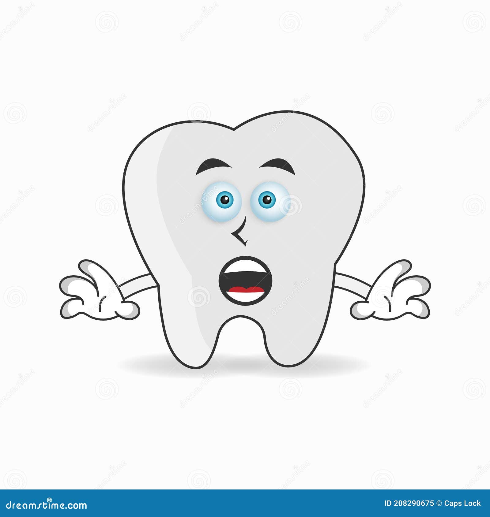 Tooth Mascot Character with Shocked Expression. Vector Illustration ...