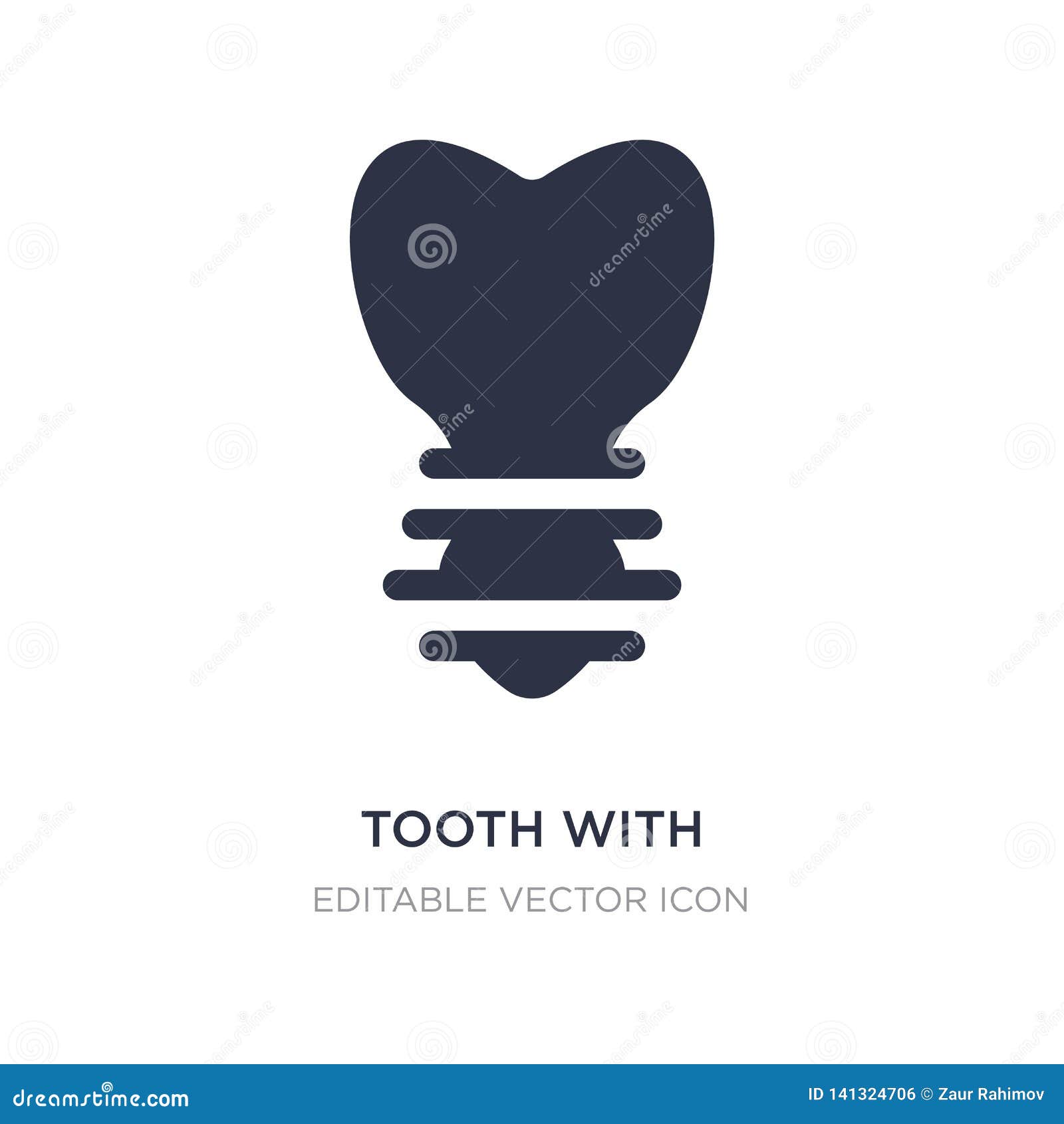 Tooth with Metallic Root Icon on White Background. Simple Element ...