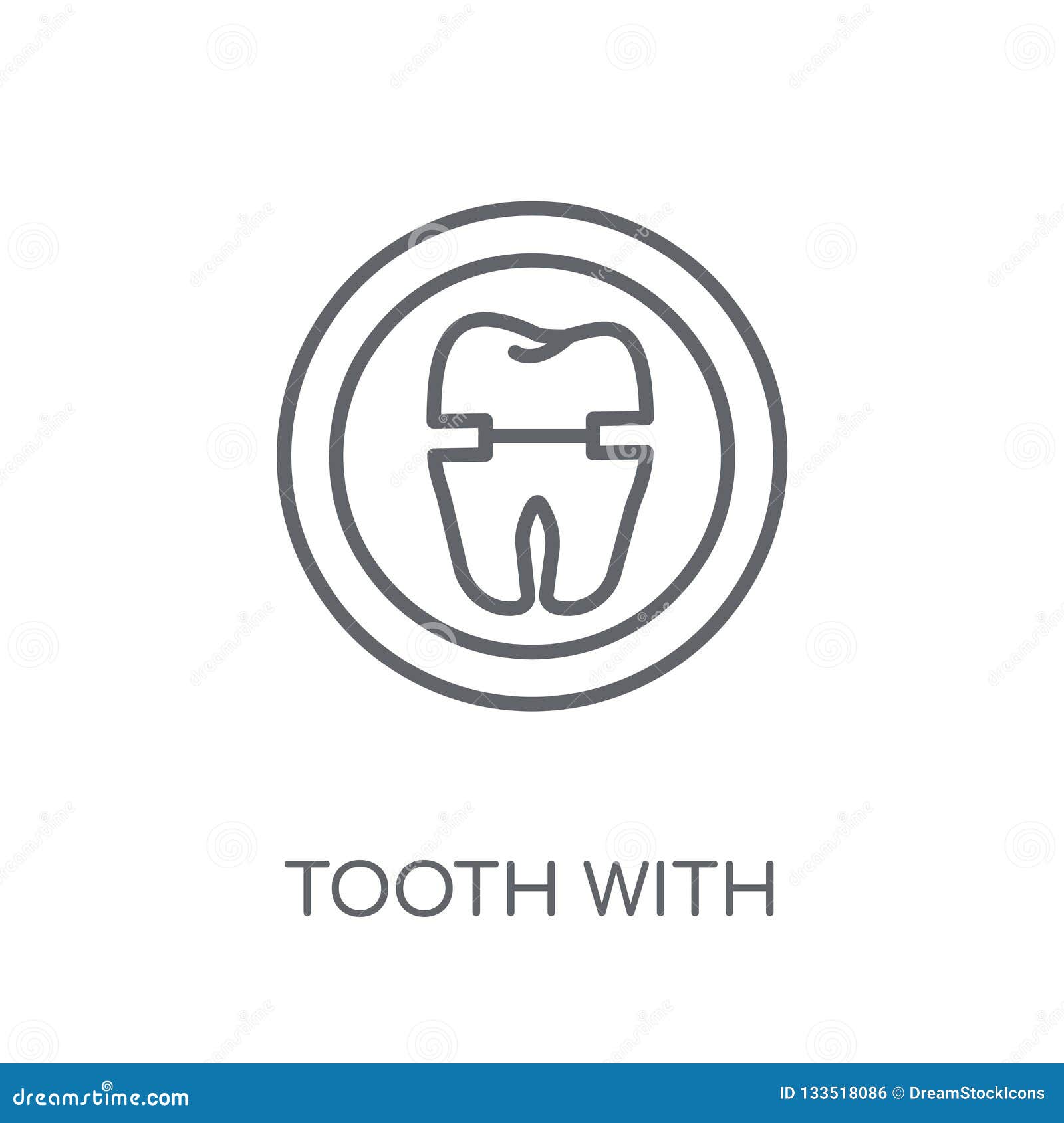 Tooth with Metallic Root Linear Icon. Modern Outline Tooth with Stock ...