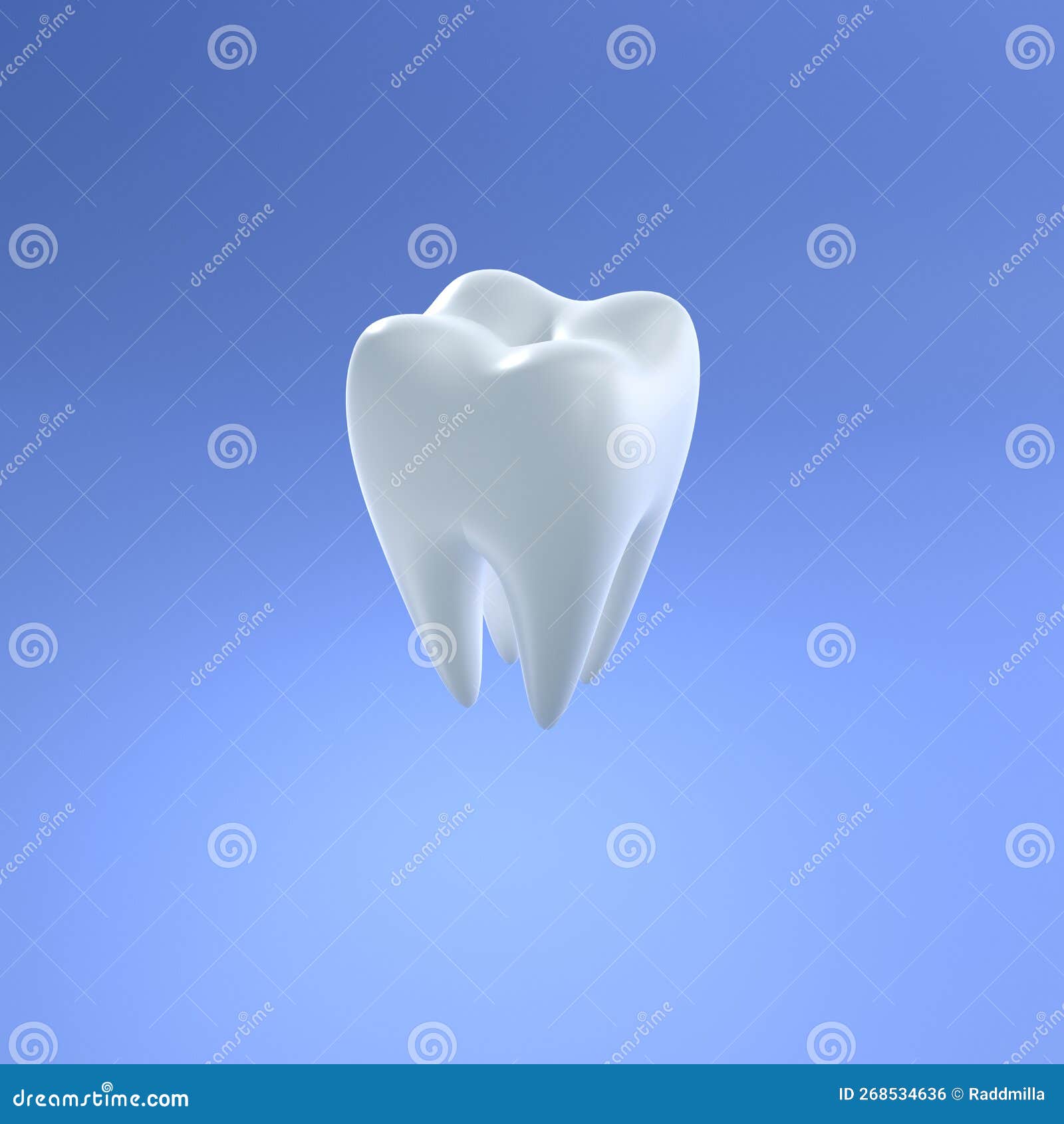 Tooth Mockup Close-up, Isolated on Light-blue Background Stock ...