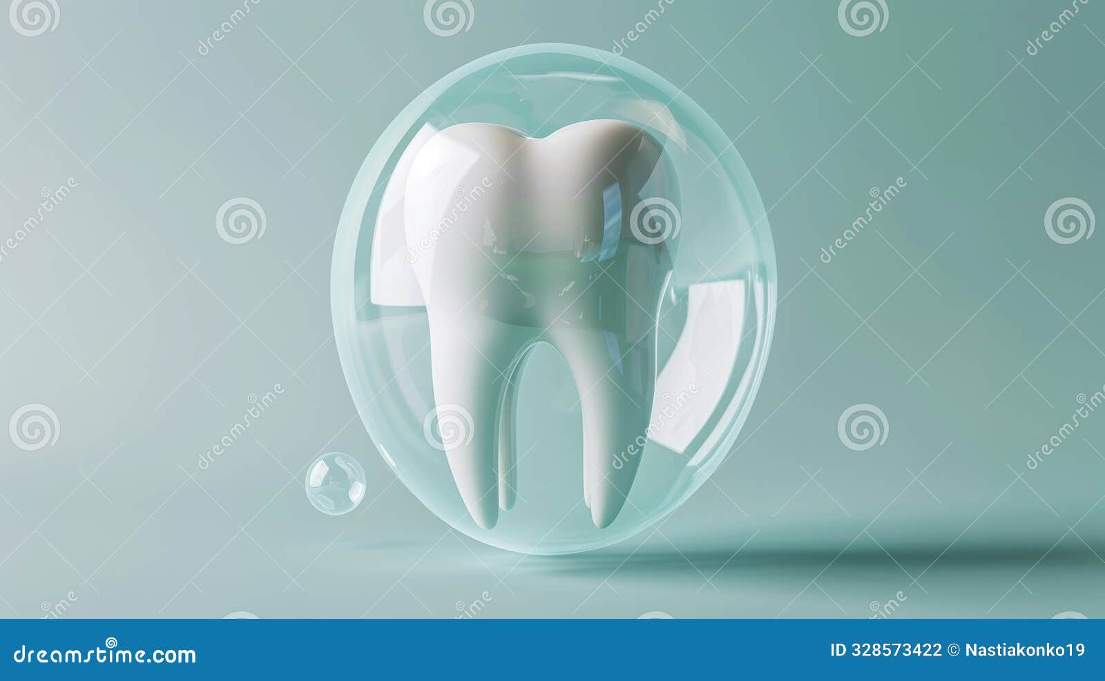 Tooth Model Inside a Bubble on Teal Background, Dental Hygiene Concept ...