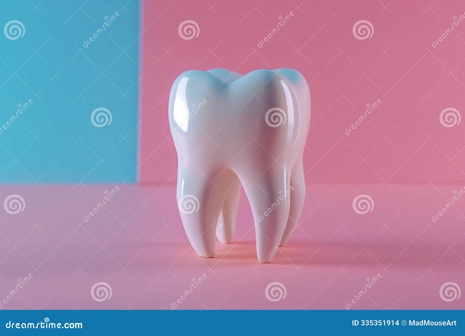 Tooth Model on Pink and Blue Background Stock Illustration ...