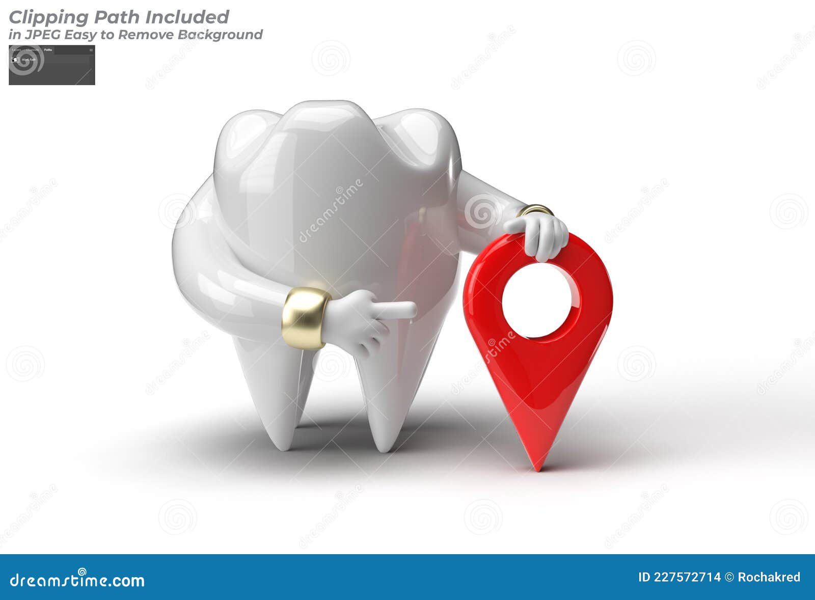 Tooth with Navigation Pen Tool Created Clipping Path Included in JPEG ...