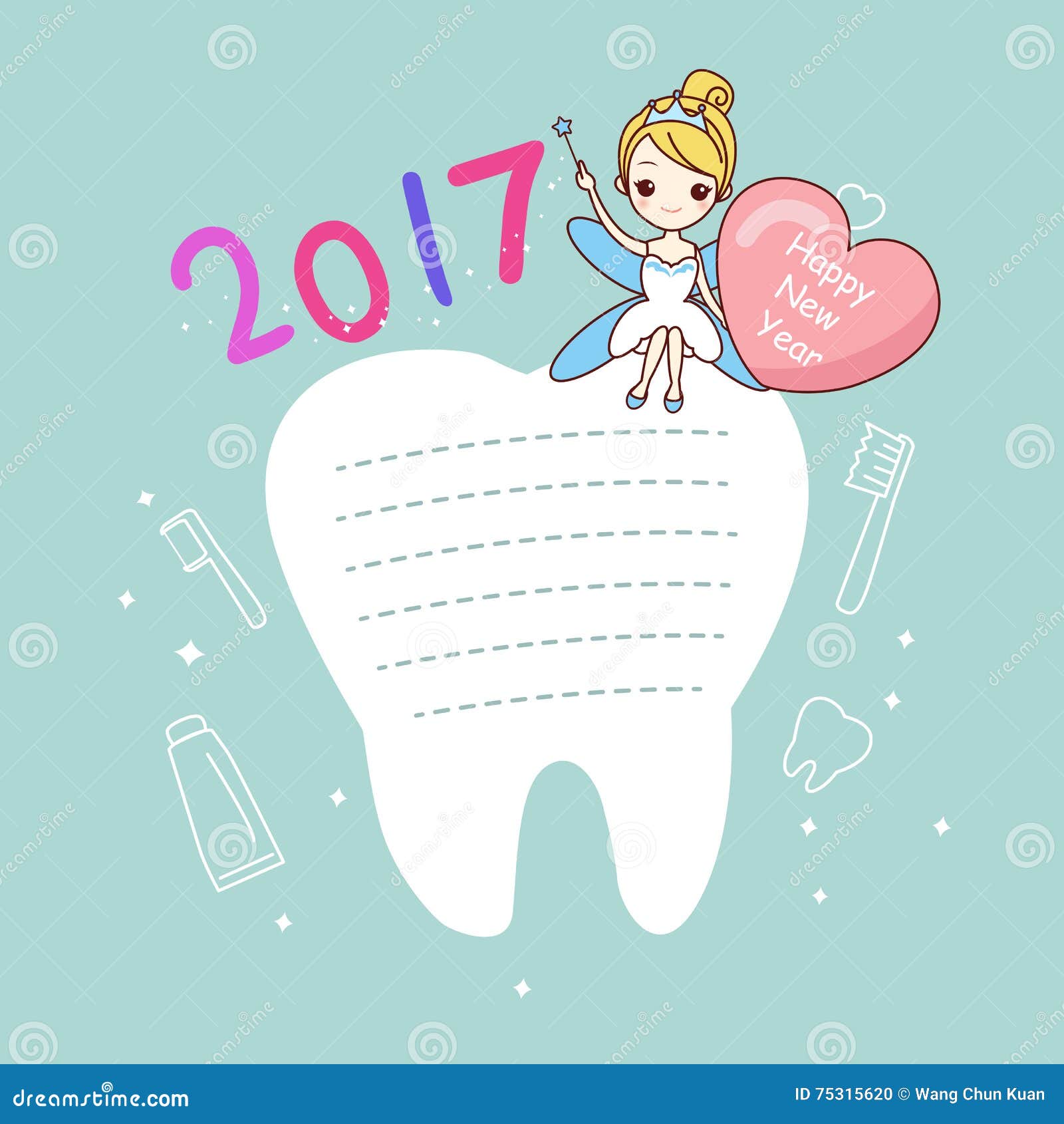 Tooth Note with Tooth Fairy Stock Vector - Illustration of dentist ...