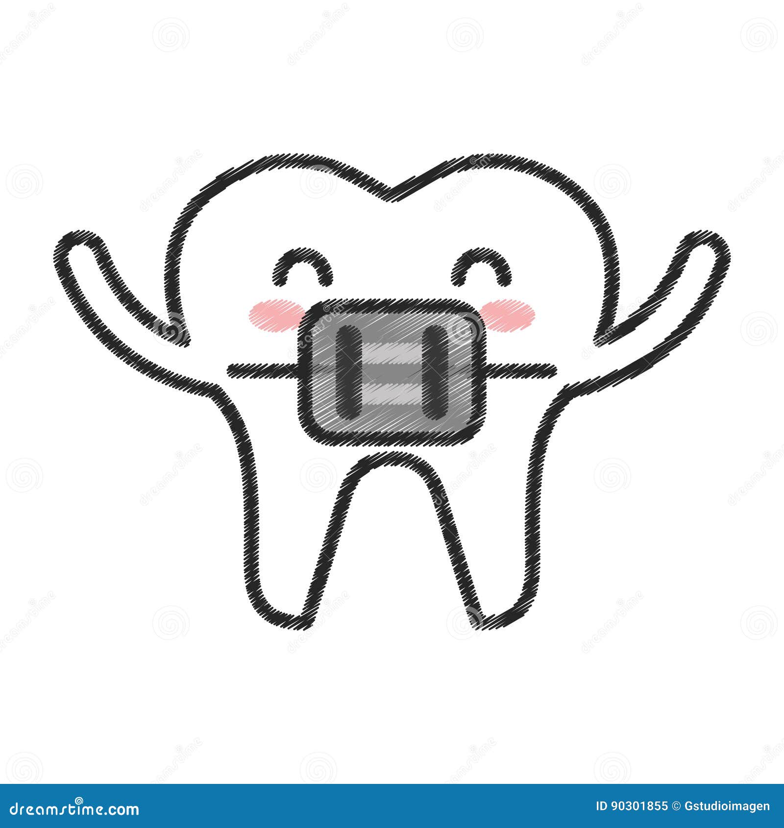 Tooth with Orthodontic Bracket Character Icon Stock Vector ...