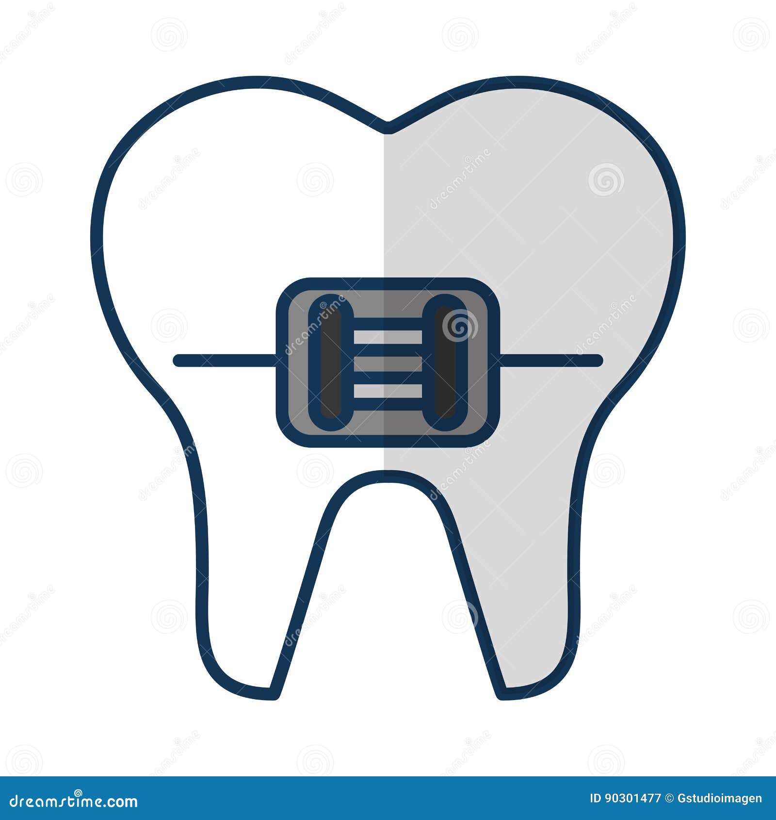Tooth with Orthodontic Bracket Icon Stock Vector - Illustration of dent ...