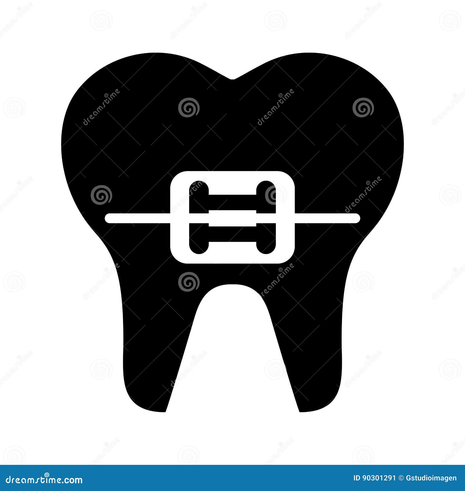 Tooth with Orthodontic Bracket Isolated Icon Stock Vector ...
