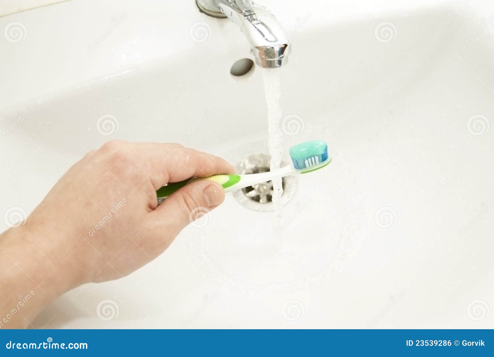 Tooth-paste on a brush stock photo. Image of health, microbes - 23539286