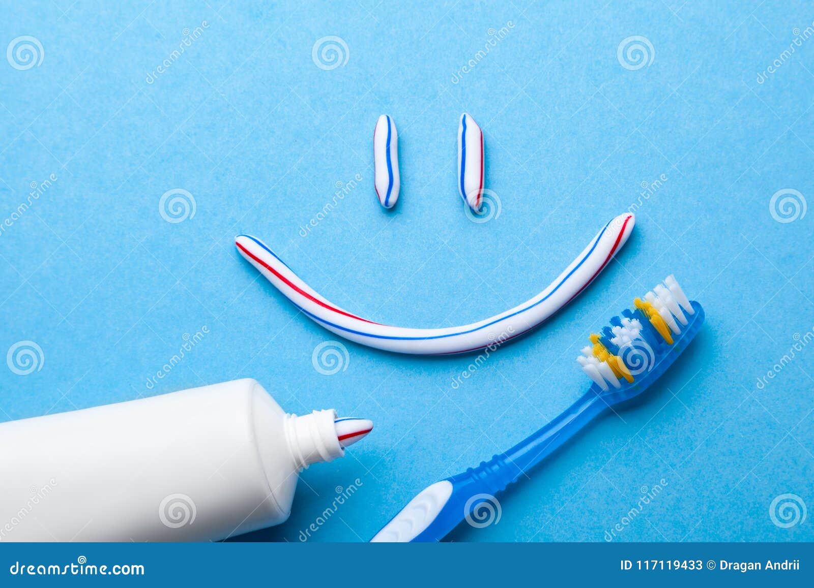Tooth-paste in the Form of a Face with a Smile. Tube of Toothpaste and ...