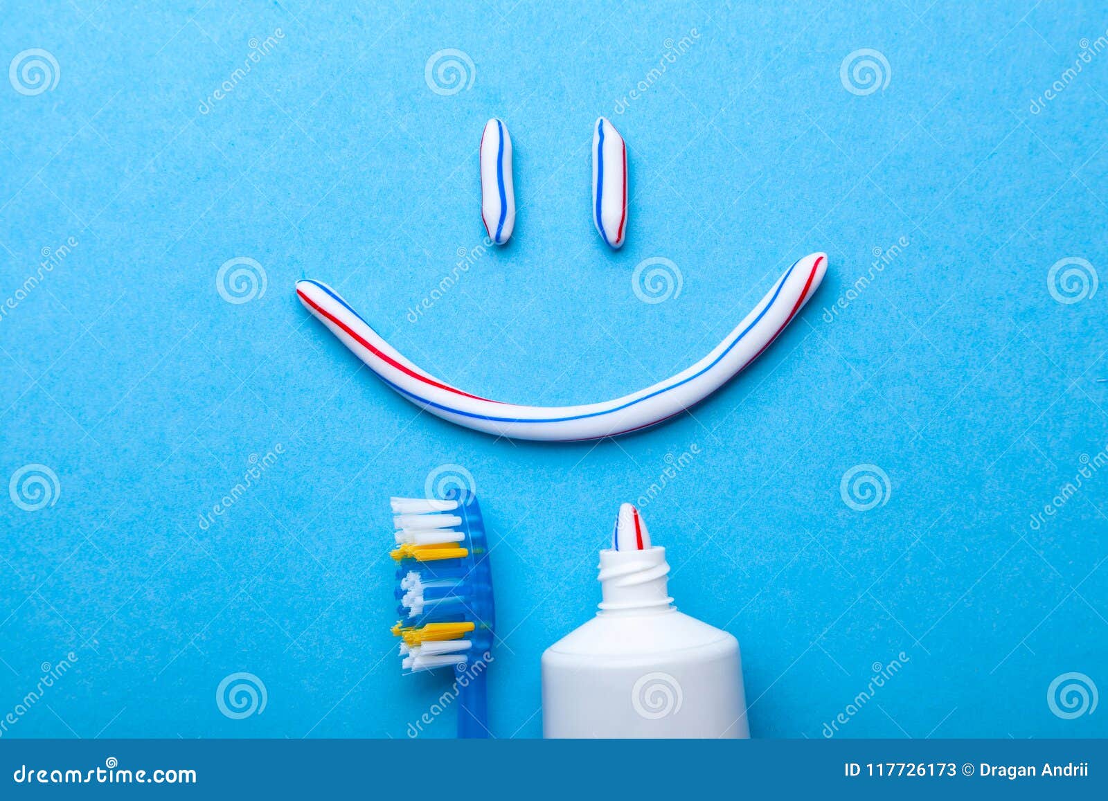 Tooth-paste in the Form of a Face with Smile. Tube of Toothpaste and ...