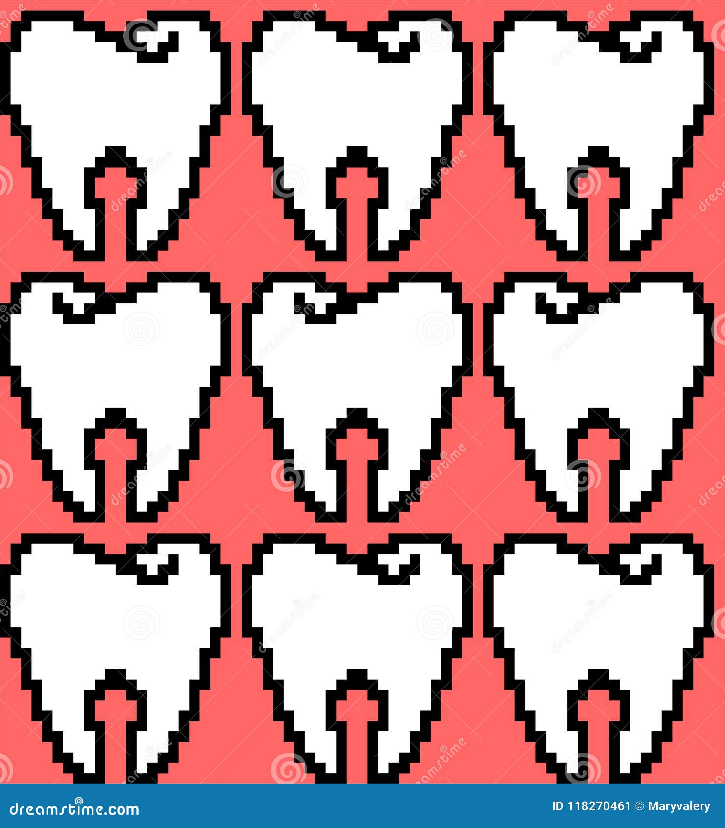 Tooth Pixel Art Pattern Seamless. 8 Bit Teeth Vector Illustration Stock ... Tooth Pixel Art Pattern Seamless. 8 Bit Teeth Vector Illustration Stock ...