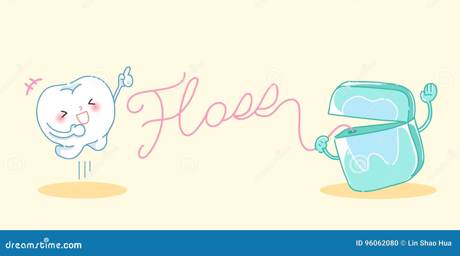 Tooth Playing with Dental Floss Stock Vector - Illustration of care ...