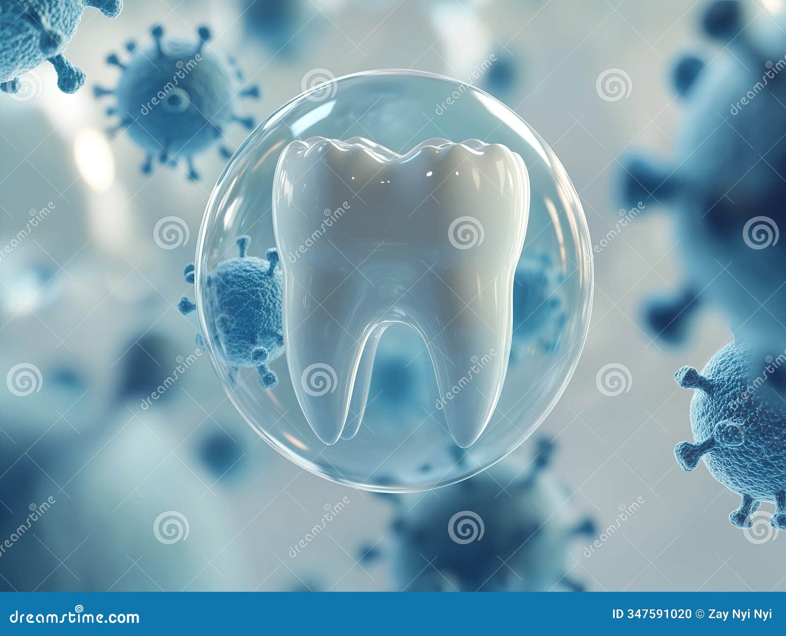 Tooth Protected Against Viruses Stock Photo - Image of bubble, mouth ...