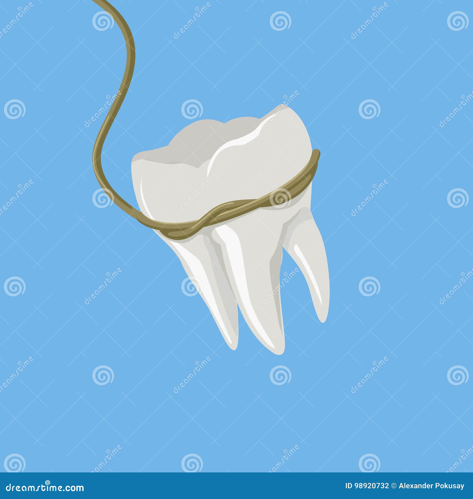 Tooth Pulled with Rope Isometric Vector Stock Vector - Illustration of ...
