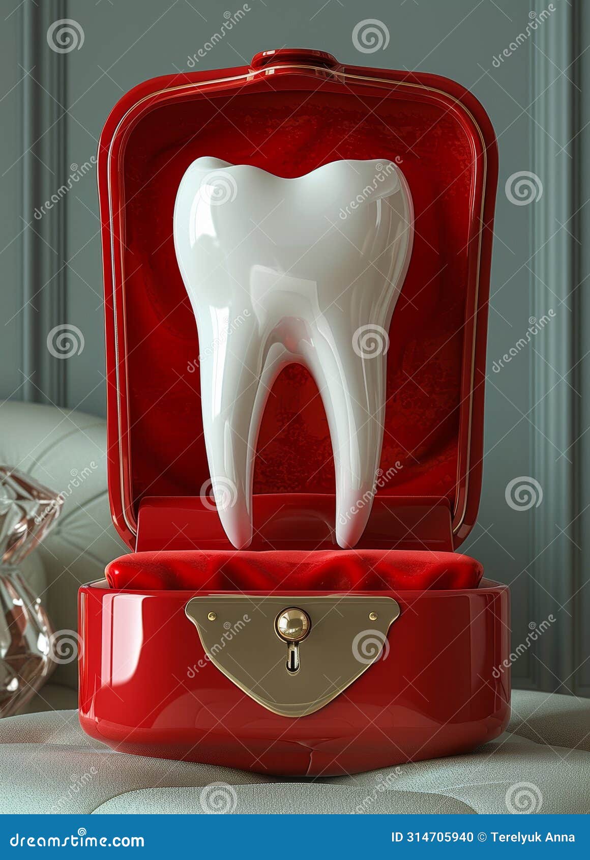 Tooth in Red Case. a Tooth in a Red Ring Box Stock Photo - Image of ...