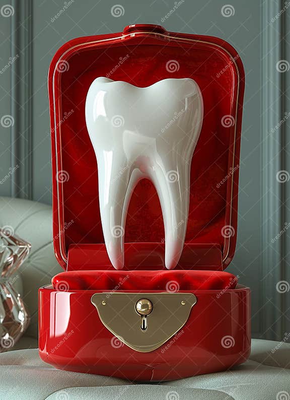 Tooth in Red Case. a Tooth in a Red Ring Box Stock Photo - Image of ...