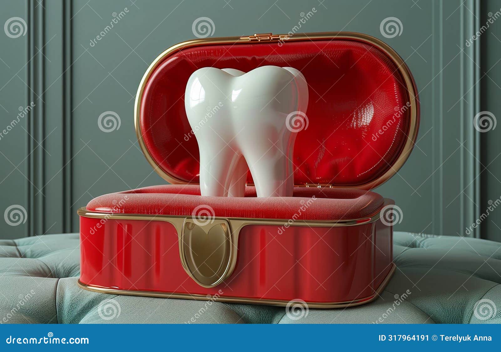 Tooth in Red Case. a Tooth in a Red Ring Box Stock Image - Image of ...