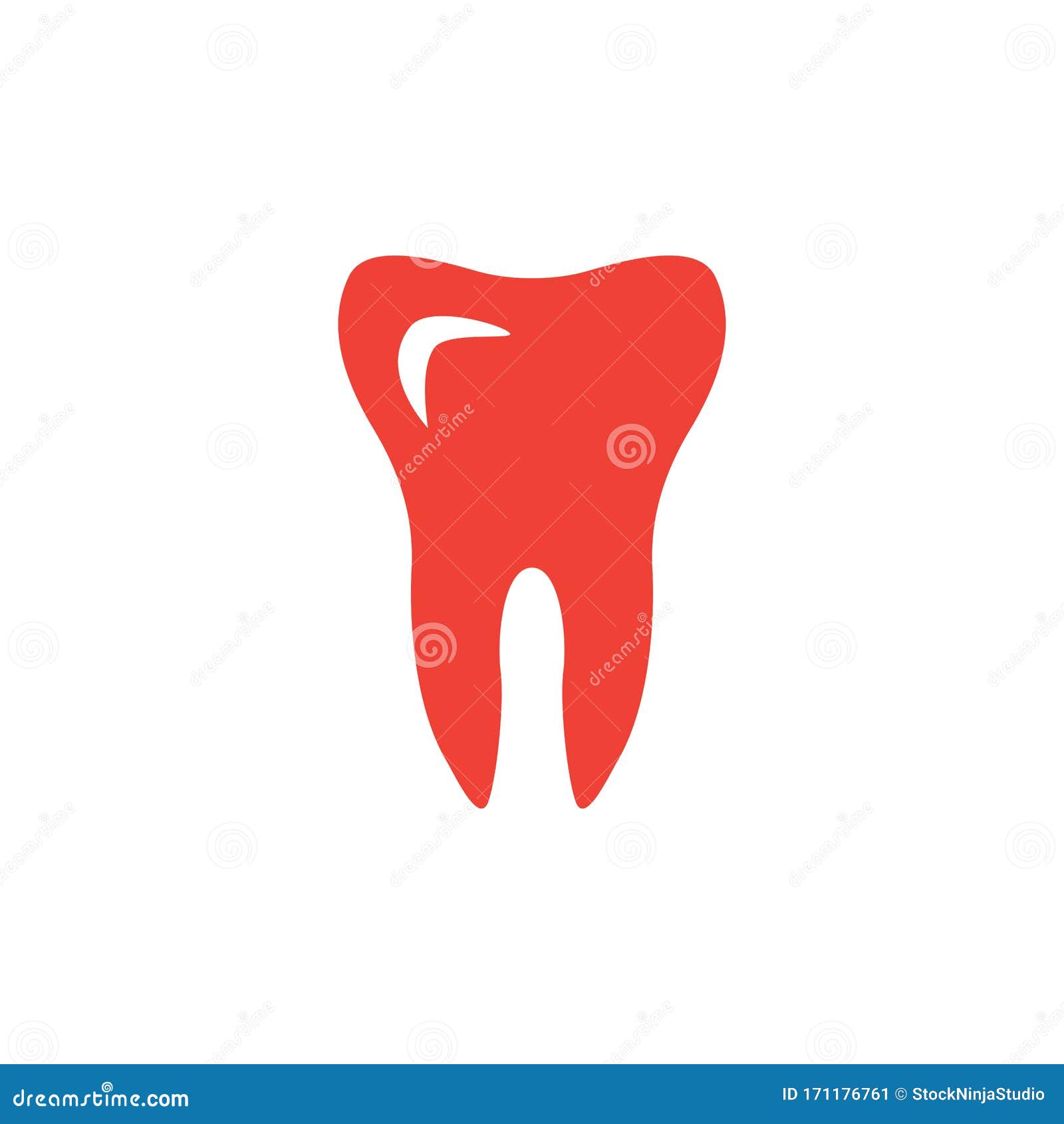 Tooth Red Icon on White Background. Red Flat Style Vector Illustration ...