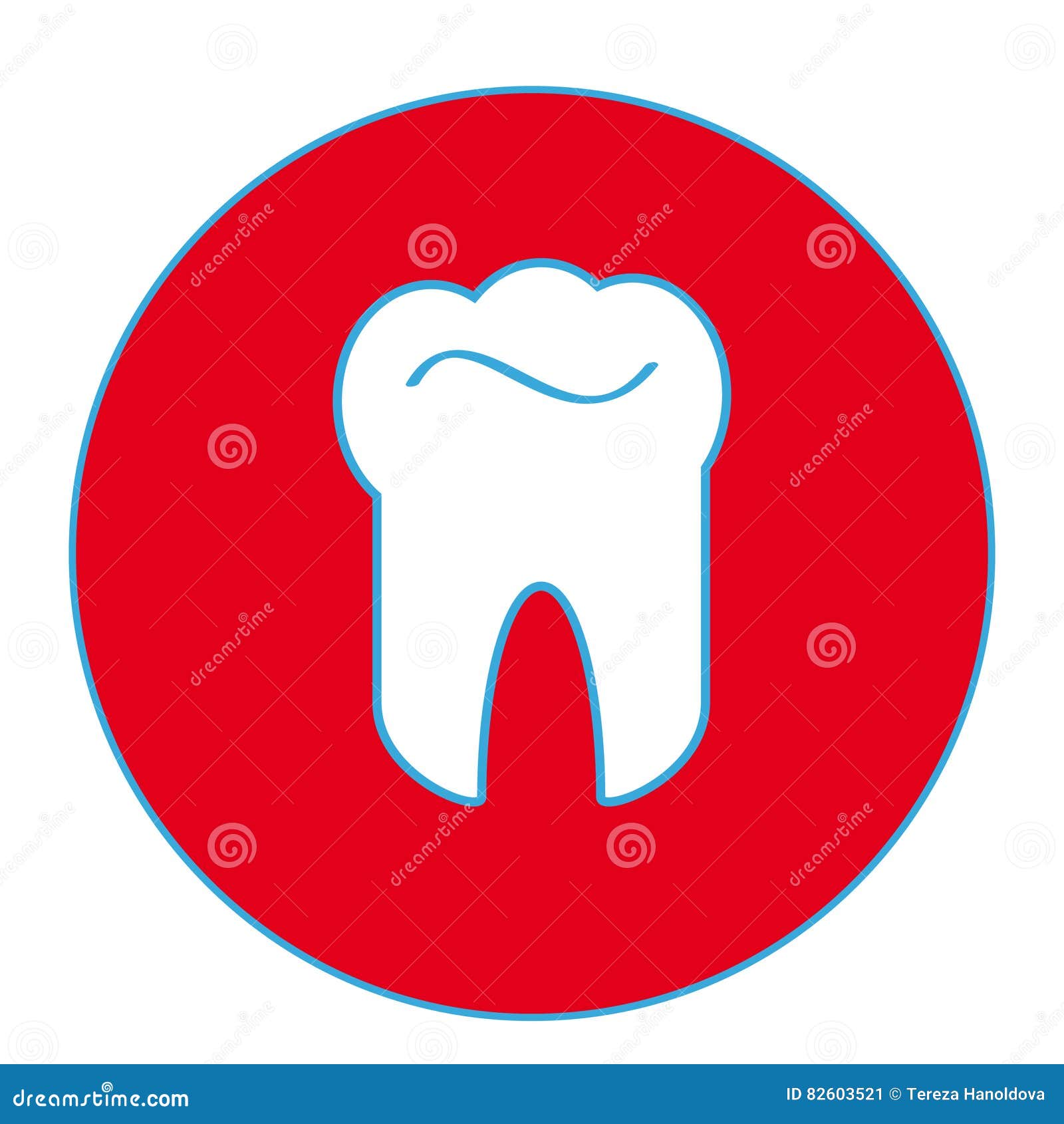 Tooth in Red Ring on White Background Stock Vector - Illustration of ...
