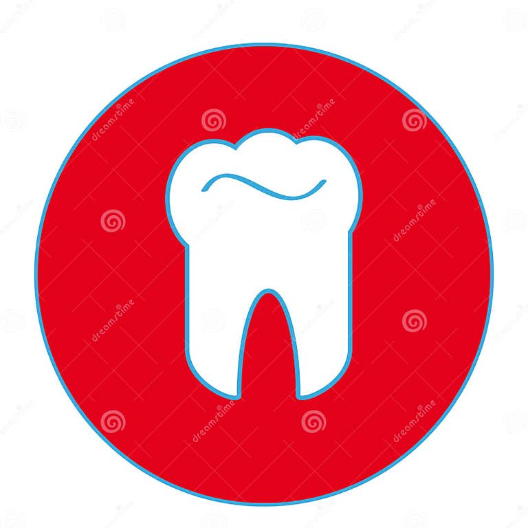 Tooth in Red Ring on White Background Stock Vector - Illustration of ...