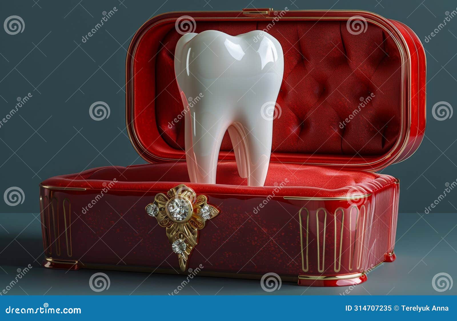 Tooth in Red Velvet Box. a Tooth in a Red Ring Box Stock Image - Image ...