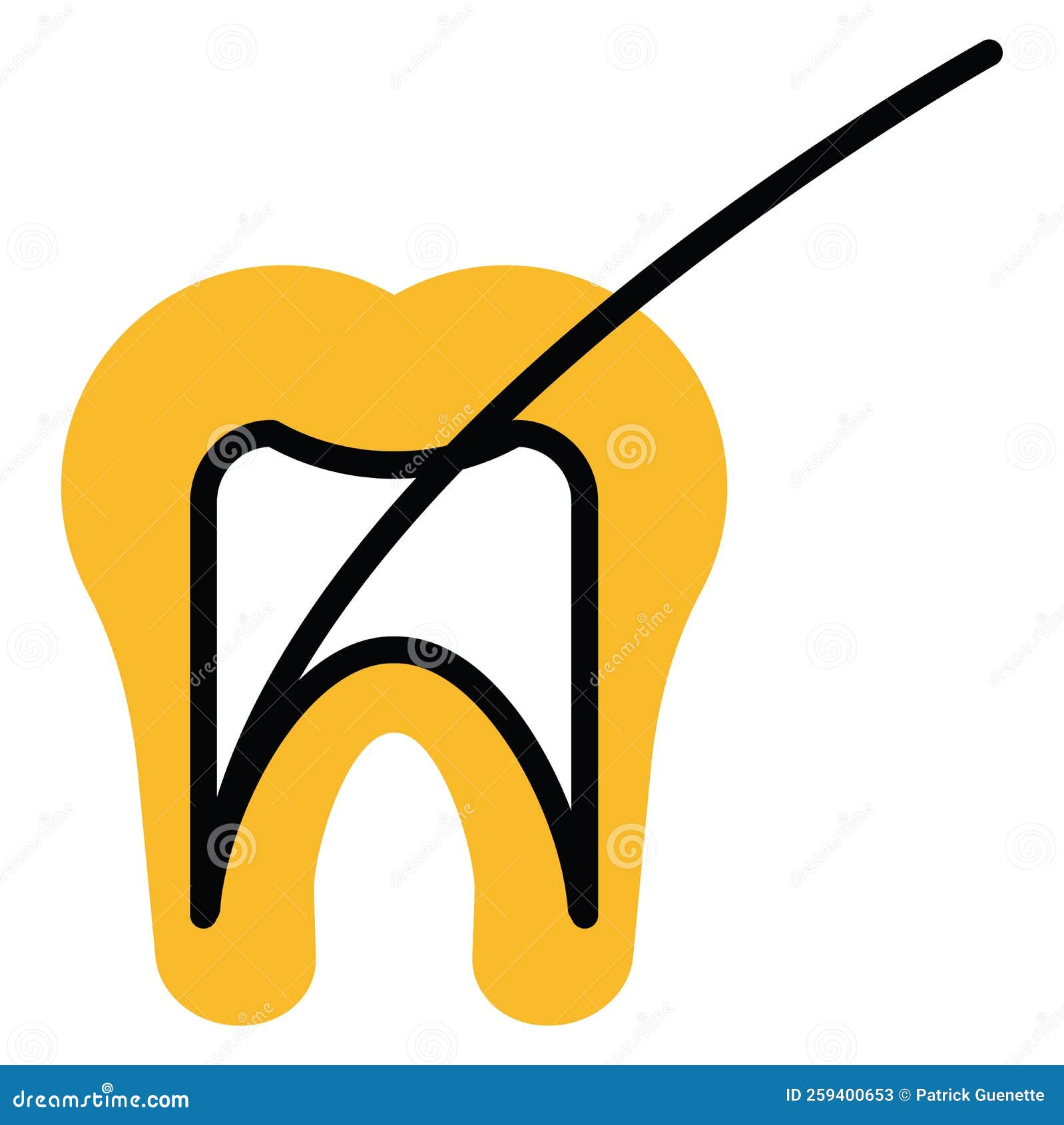 Tooth root cleaning, icon stock vector. Illustration of tooth - 259400653