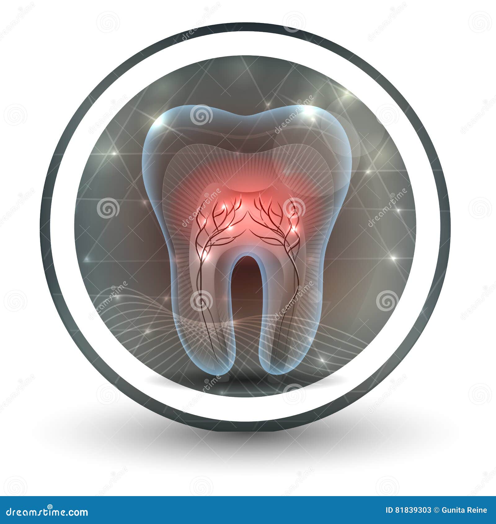 Tooth with roots icon stock vector. Illustration of roots - 81839303