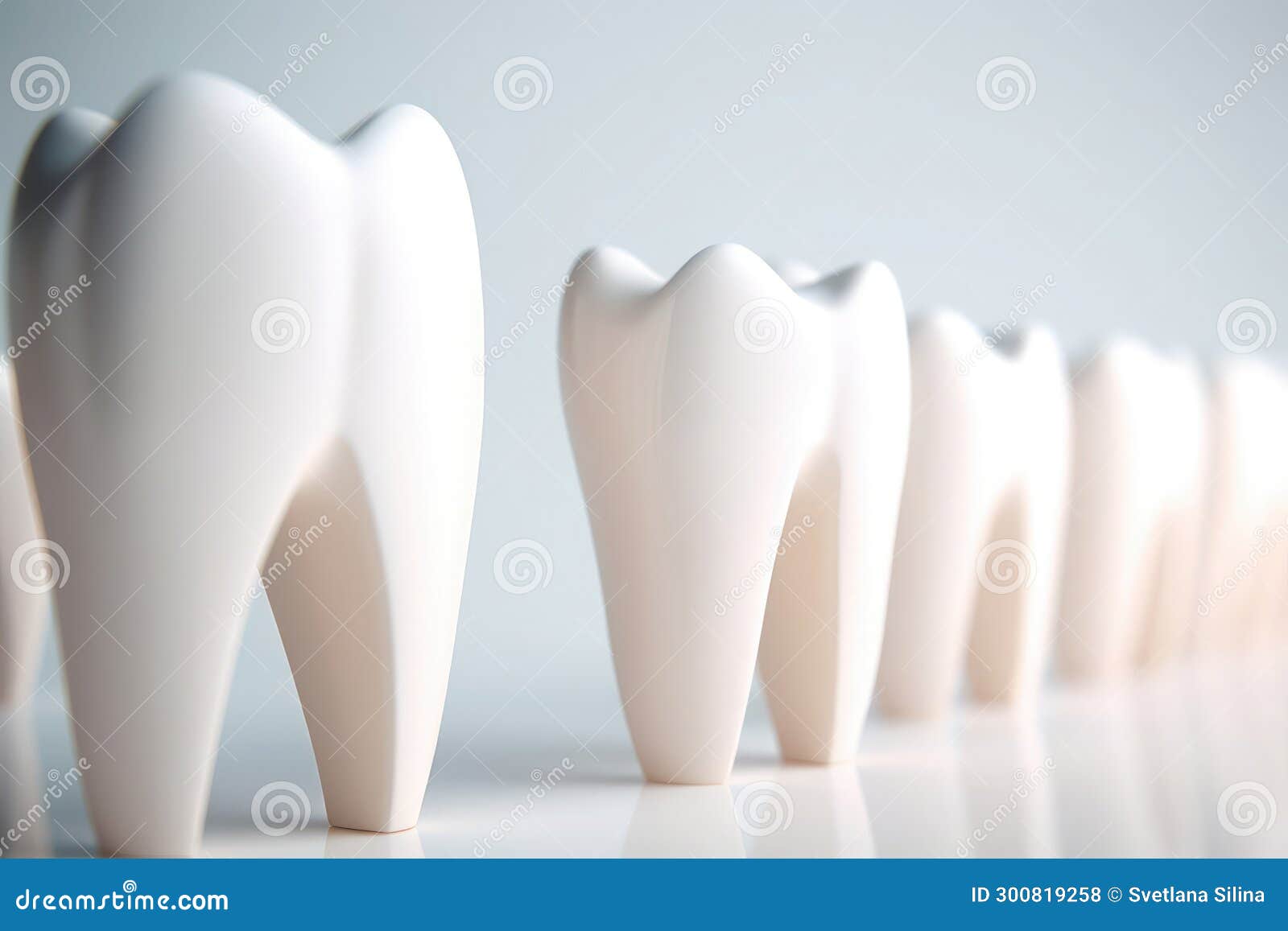 Tooth Row on a Light Background, Light Emphasizes the Cleanliness of ...