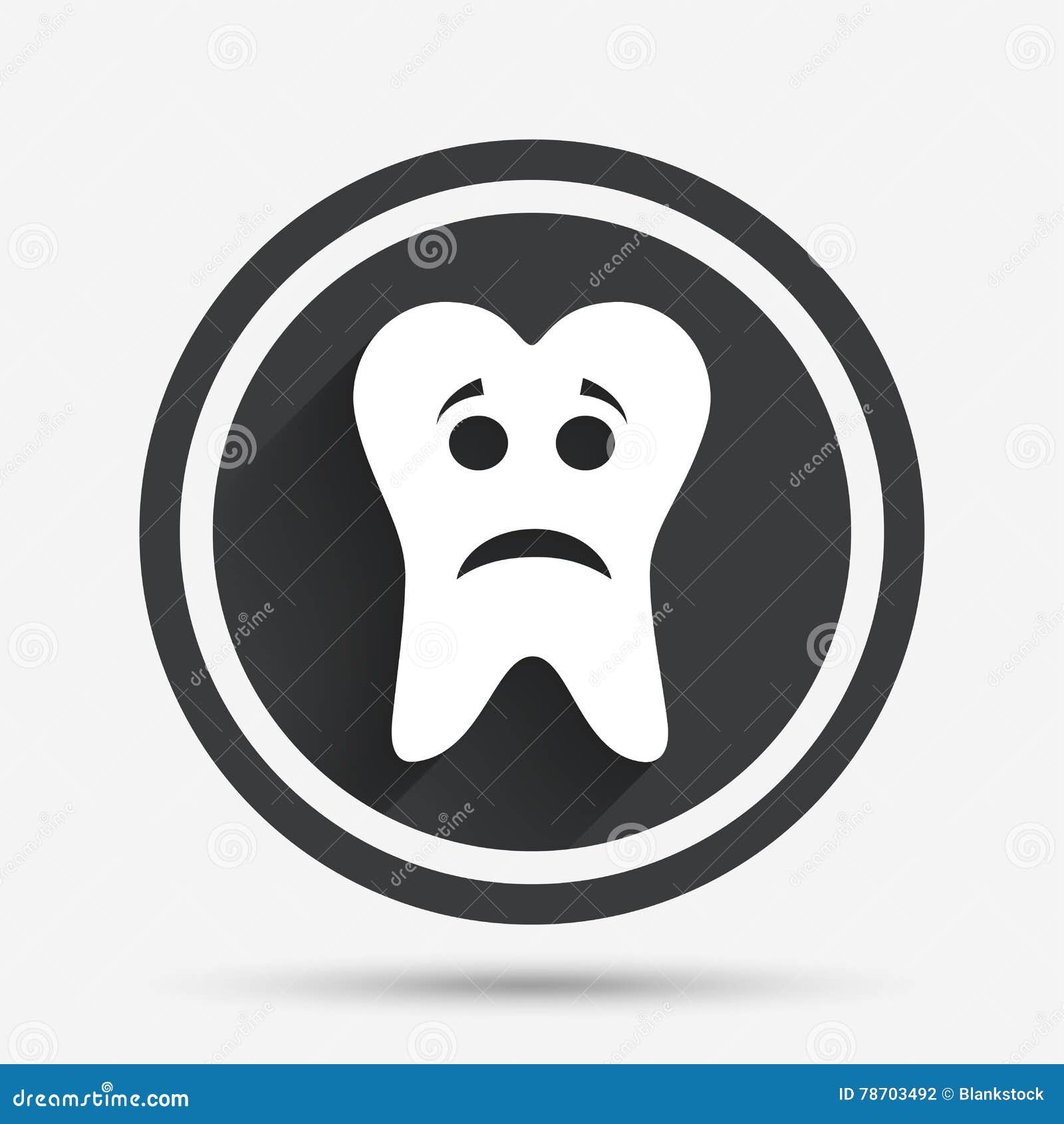 Tooth Sad Face Sign Icon. Aching Tooth Symbol Stock Vector ...