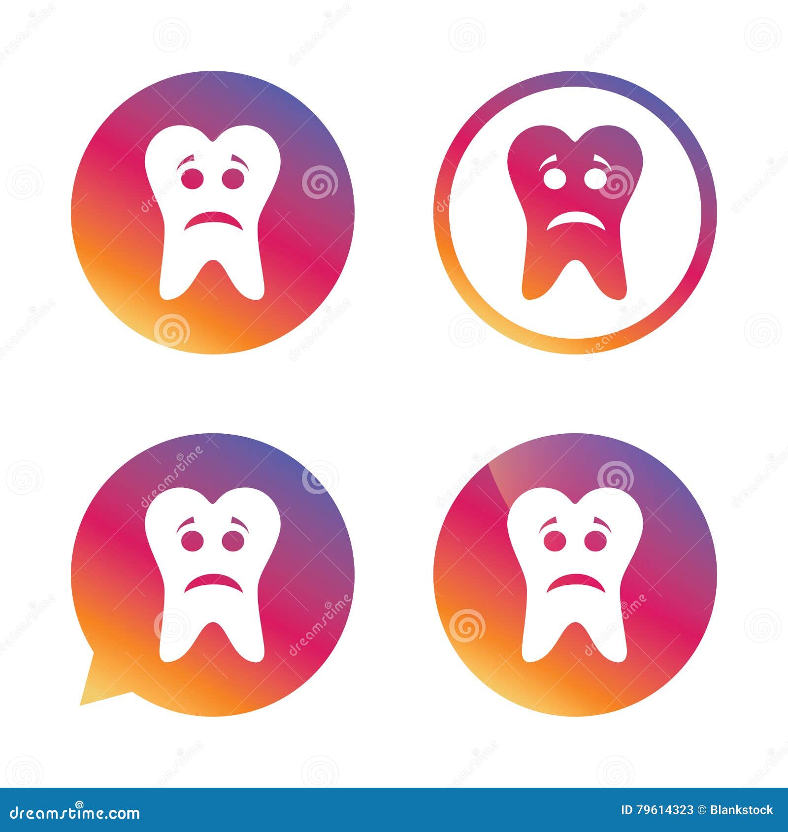 Tooth Sad Face Sign Icon. Aching Tooth Symbol Stock Vector ...