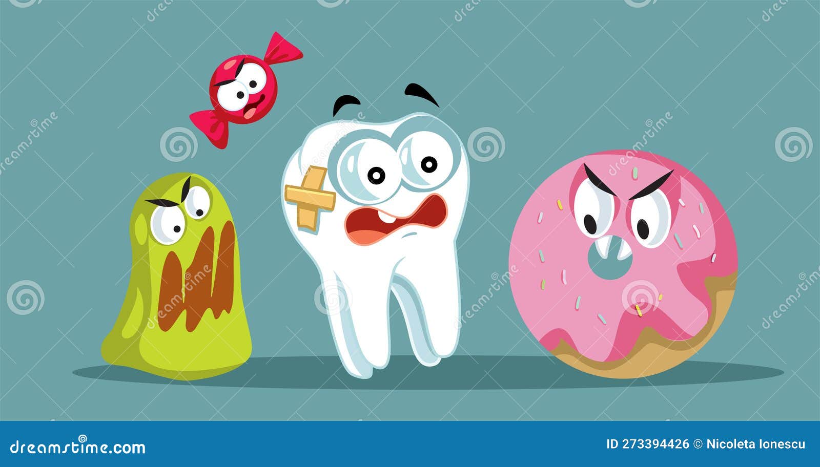 Tooth Scared of Candy and Sweets Vector Concept Illustration Stock ...