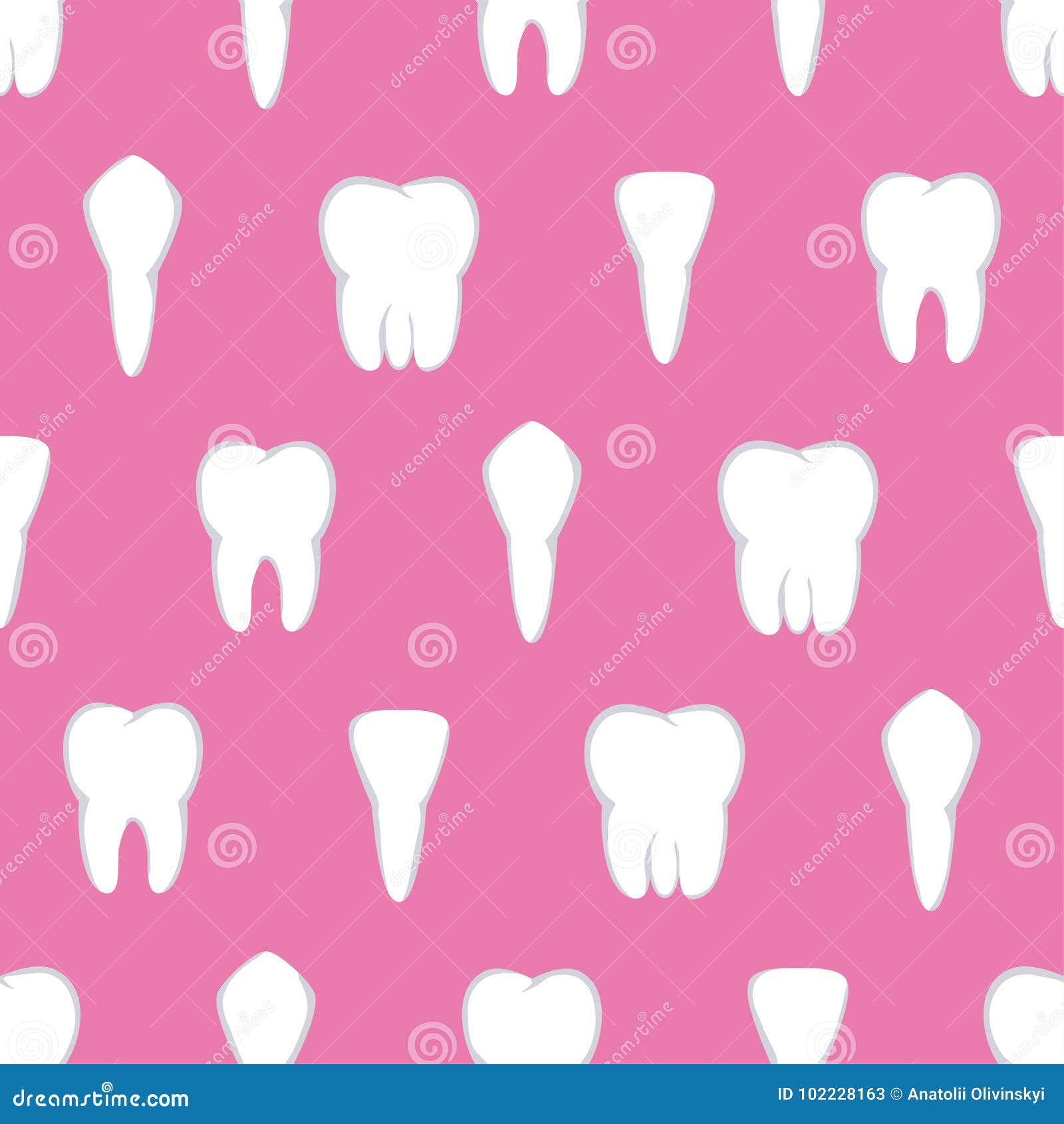 Tooth Seamless Pattern. Four Different Types of Teeth. Vector ...