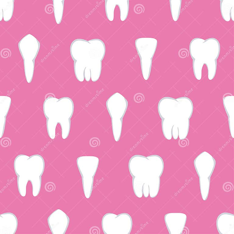 Tooth Seamless Pattern. Four Different Types of Teeth. Vector ...