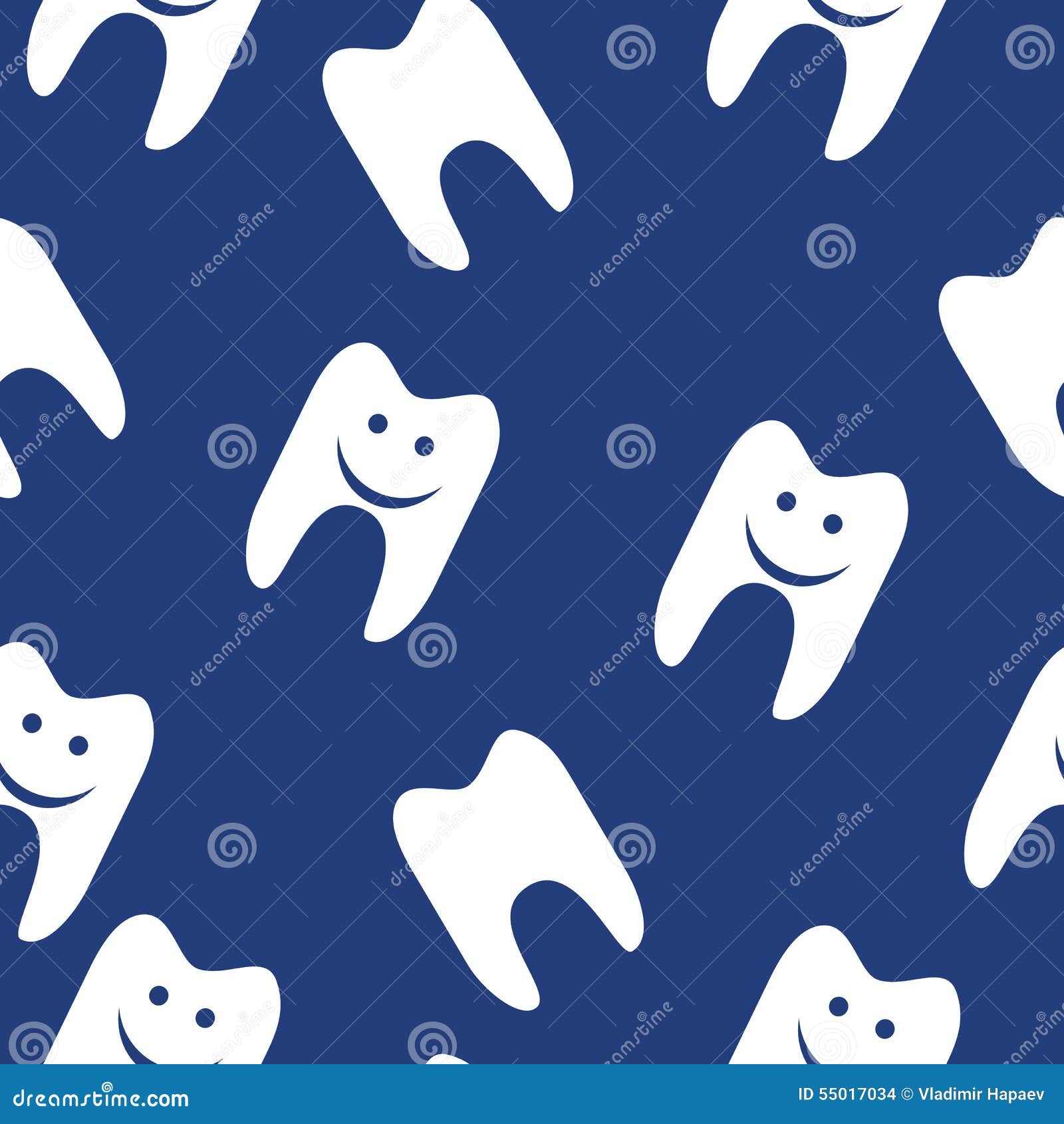 Tooth Seamless Pattern. Four Different Types Of Teeth. Vector ...