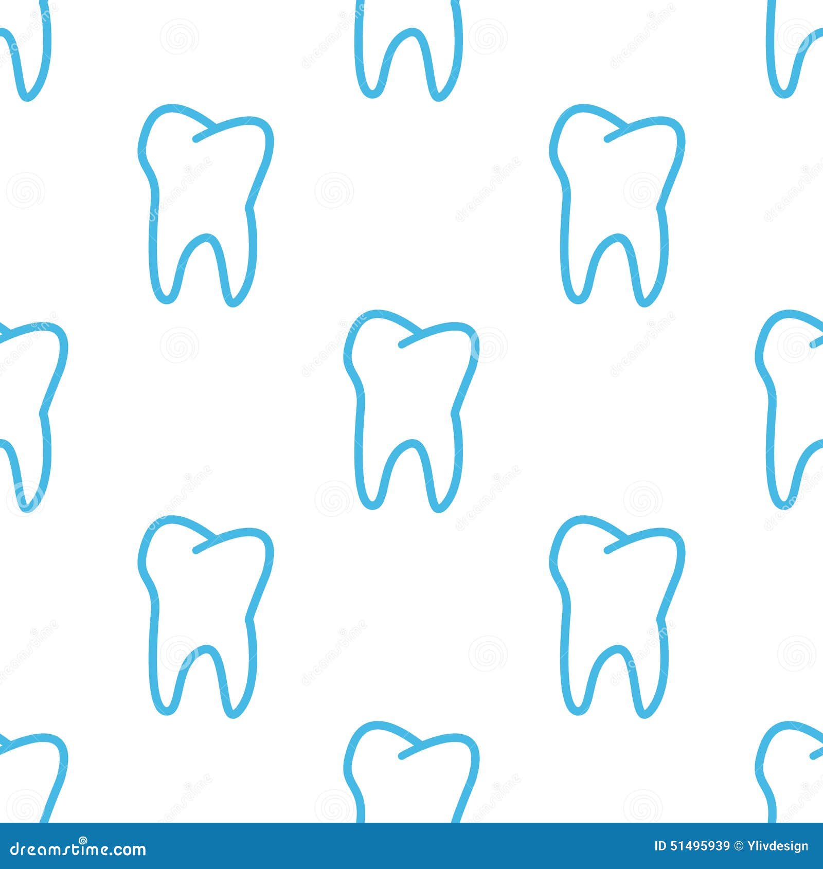 Tooth seamless pattern stock vector. Illustration of color - 51495939