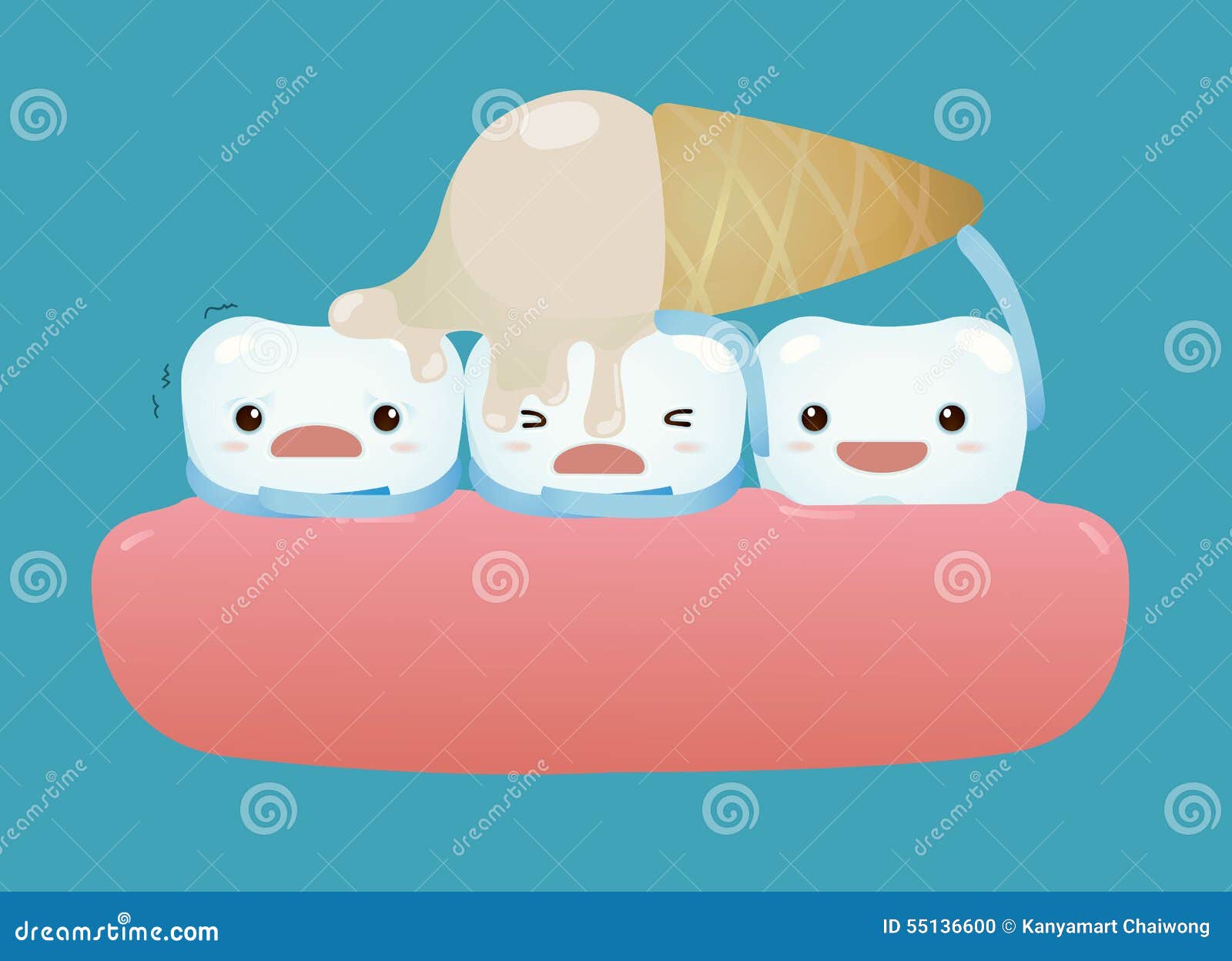 Tooth so Sensitive with Ice Cream Concept Stock Vector - Illustration ...