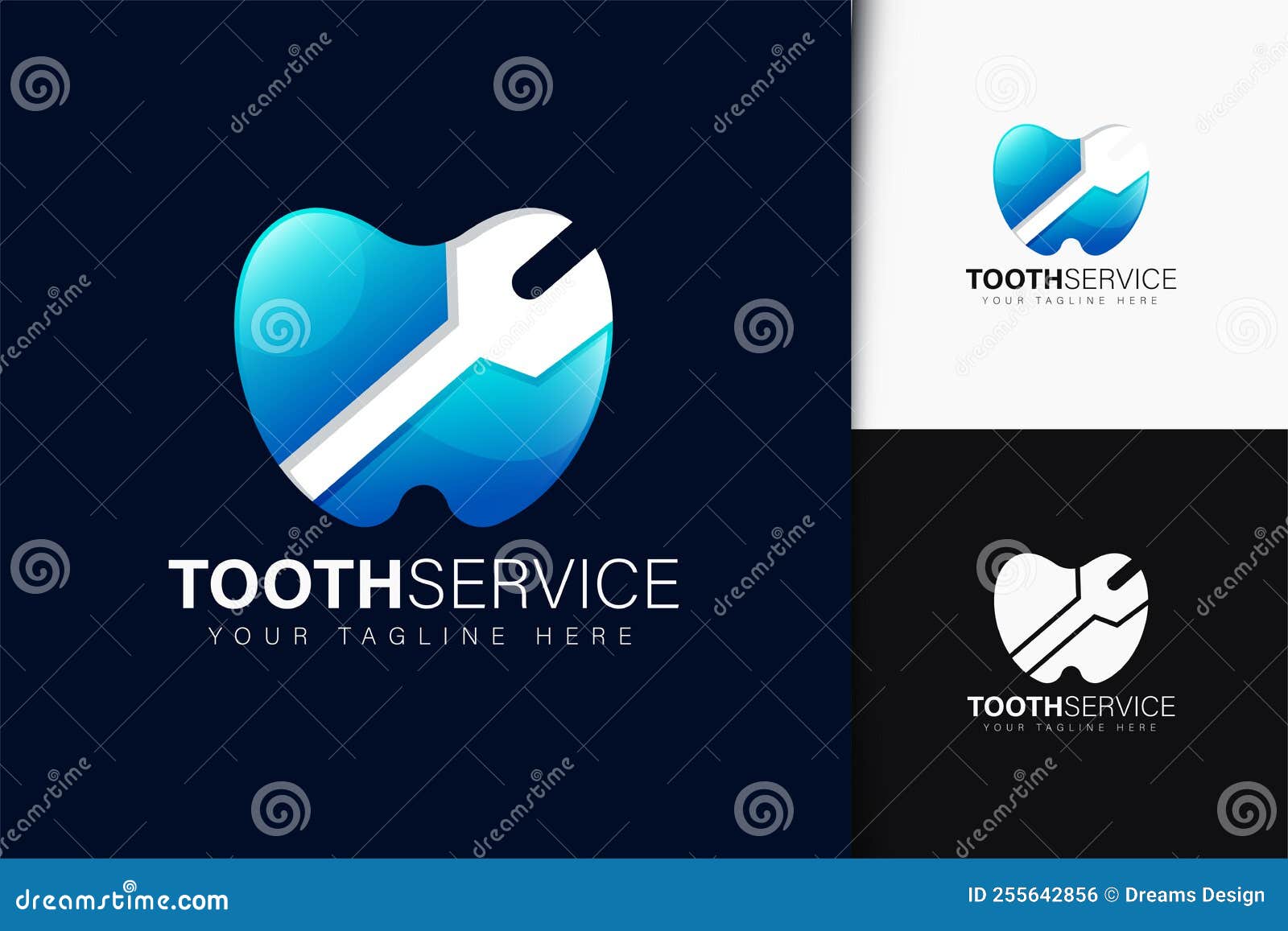Tooth Service Logo Design with Gradient Stock Vector - Illustration of ...