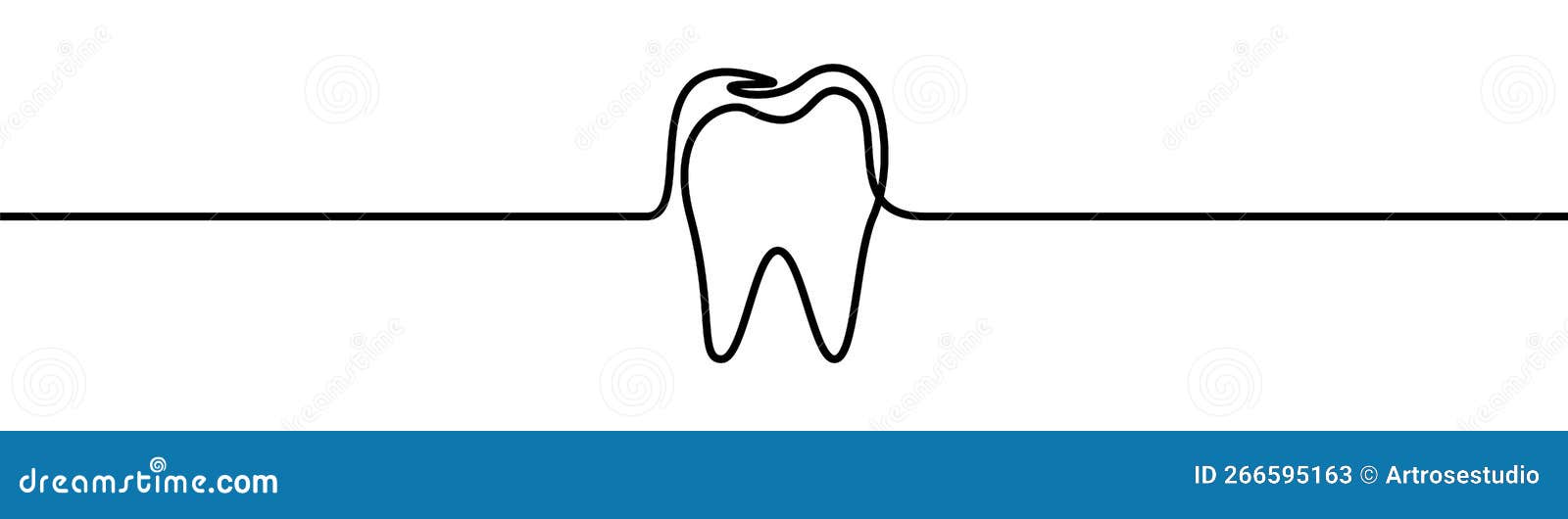 Tooth Shape Drawing by Continuos Line, Thin Line Design Stock Vector ...