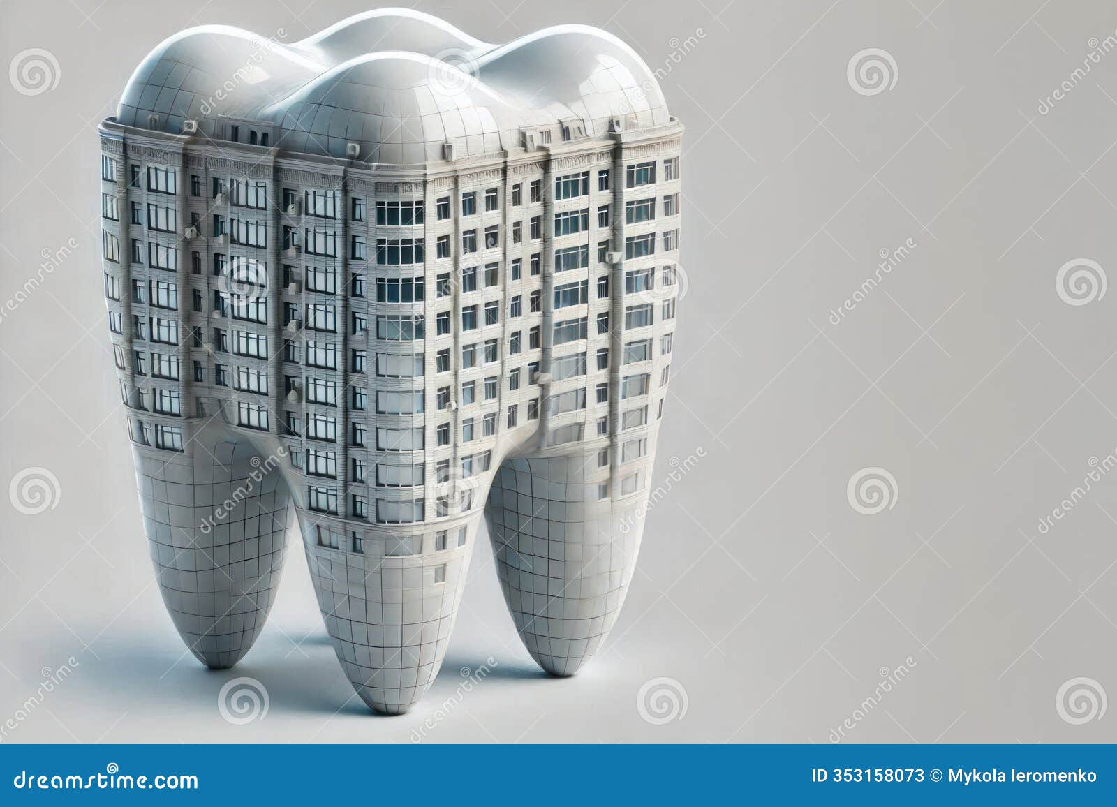 A Tooth-shaped House with Windows. Space for Text. Stock Image - Image ...