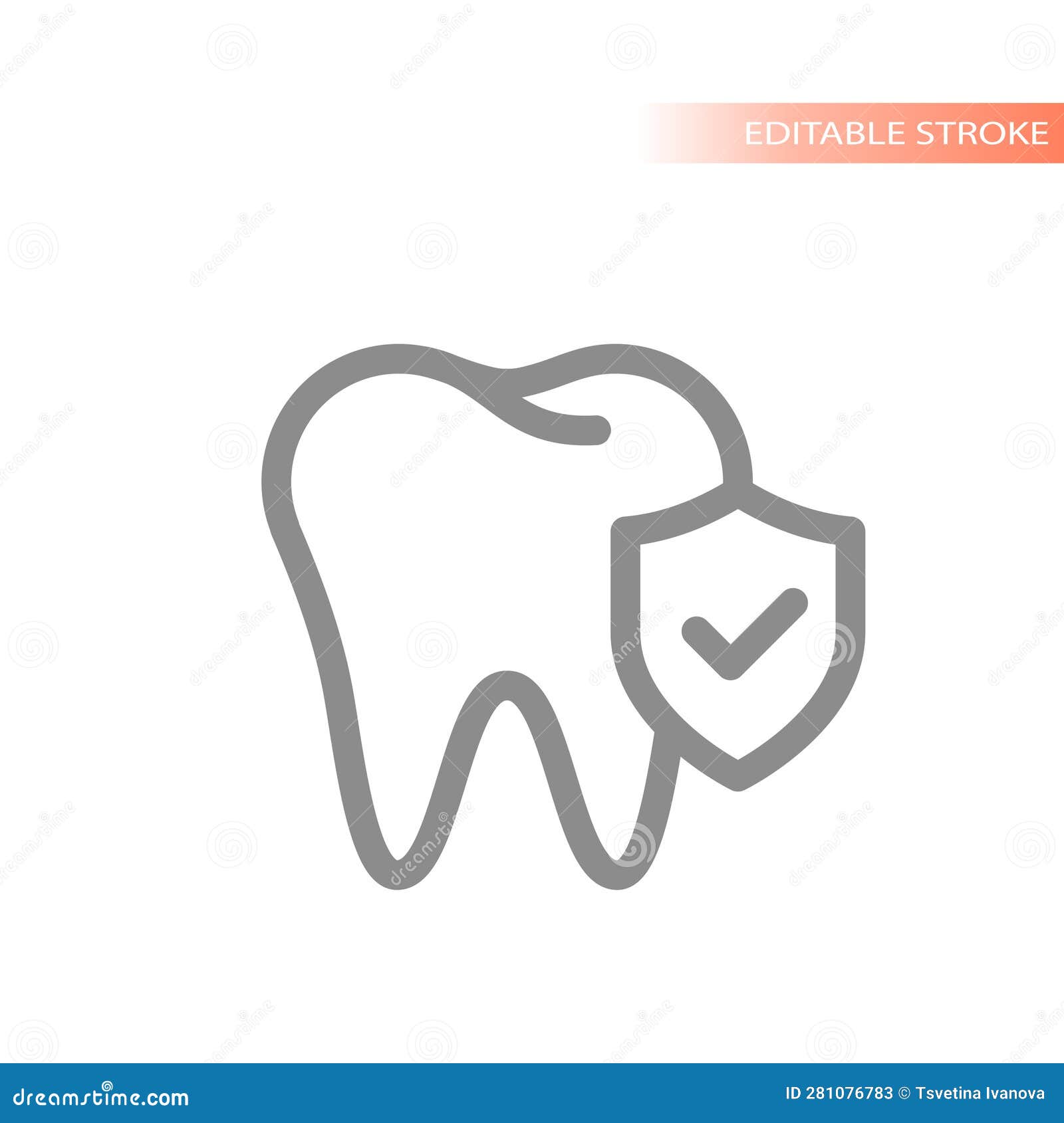 Tooth and Shield with Checkmark Line Vector Icon Stock Vector ...