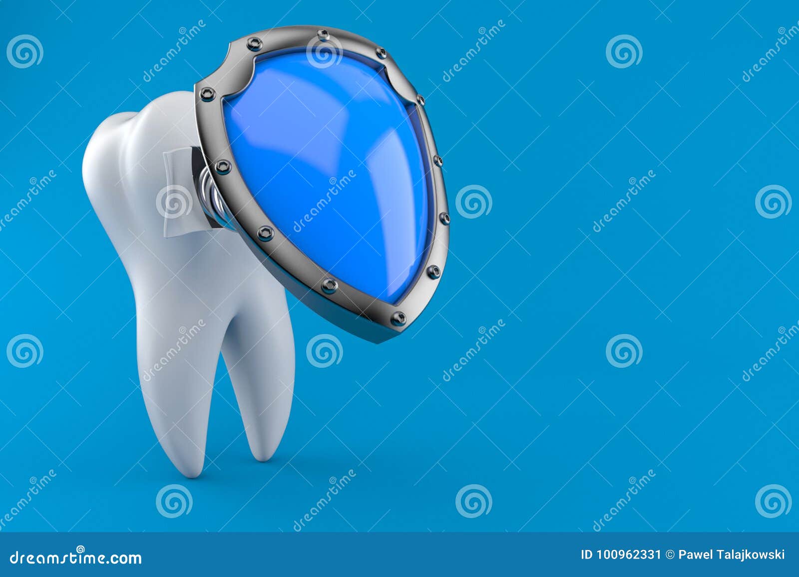 Tooth with shield stock illustration. Illustration of empty - 100962331