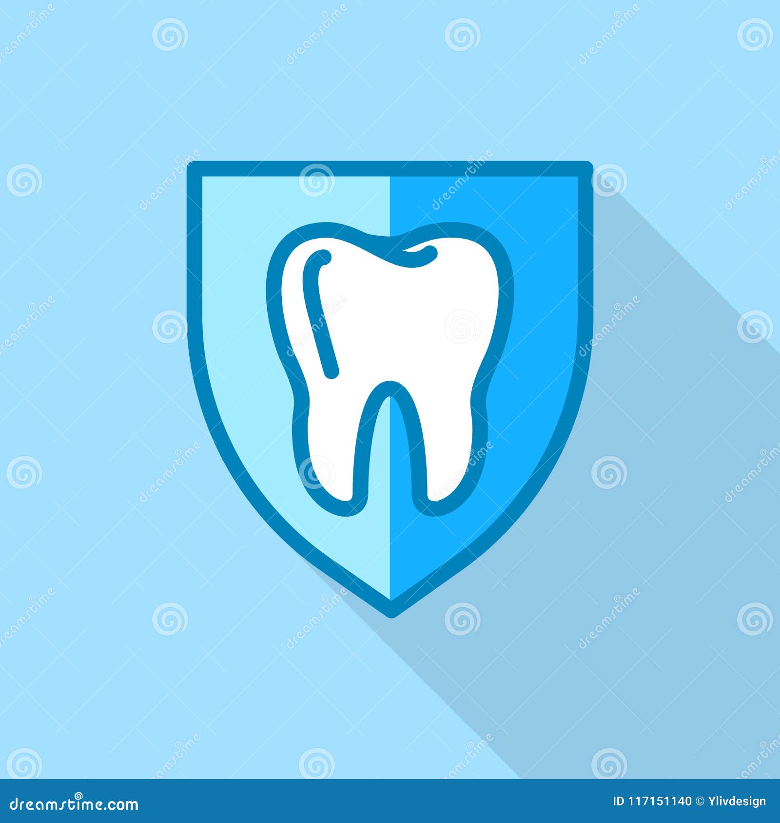 Tooth on Shield Logo Icon, Flat Style Stock Vector - Illustration of ...