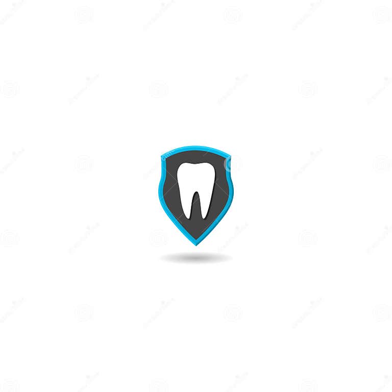 Tooth on Shield Logo Icon with Shadow Stock Vector - Illustration of ...
