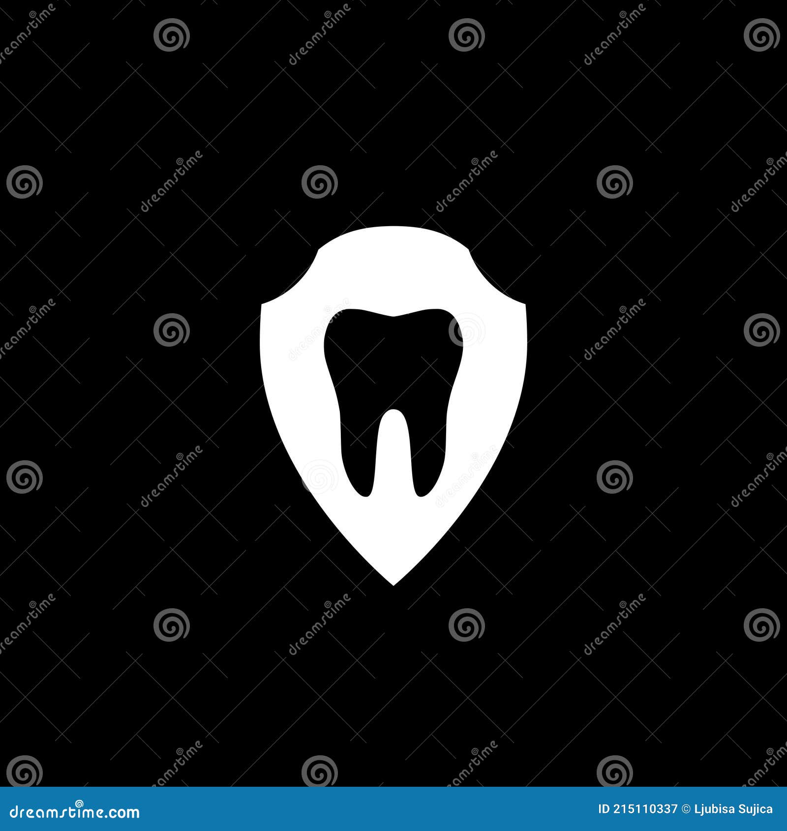 Tooth on Shield Protection Logo Icon Isolated on Dark Background Stock ...