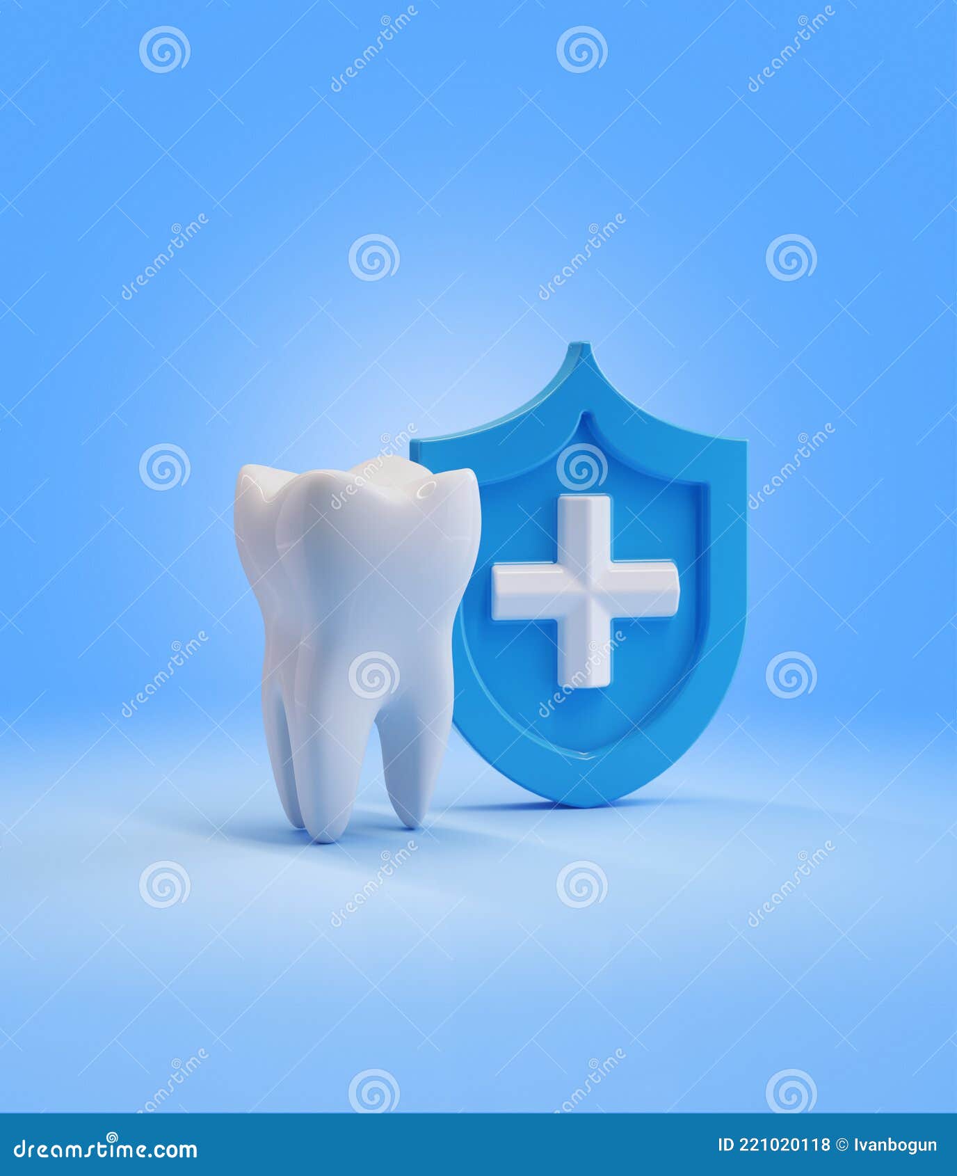Tooth with Shield. Render 3d Illustration Stock Illustration ...