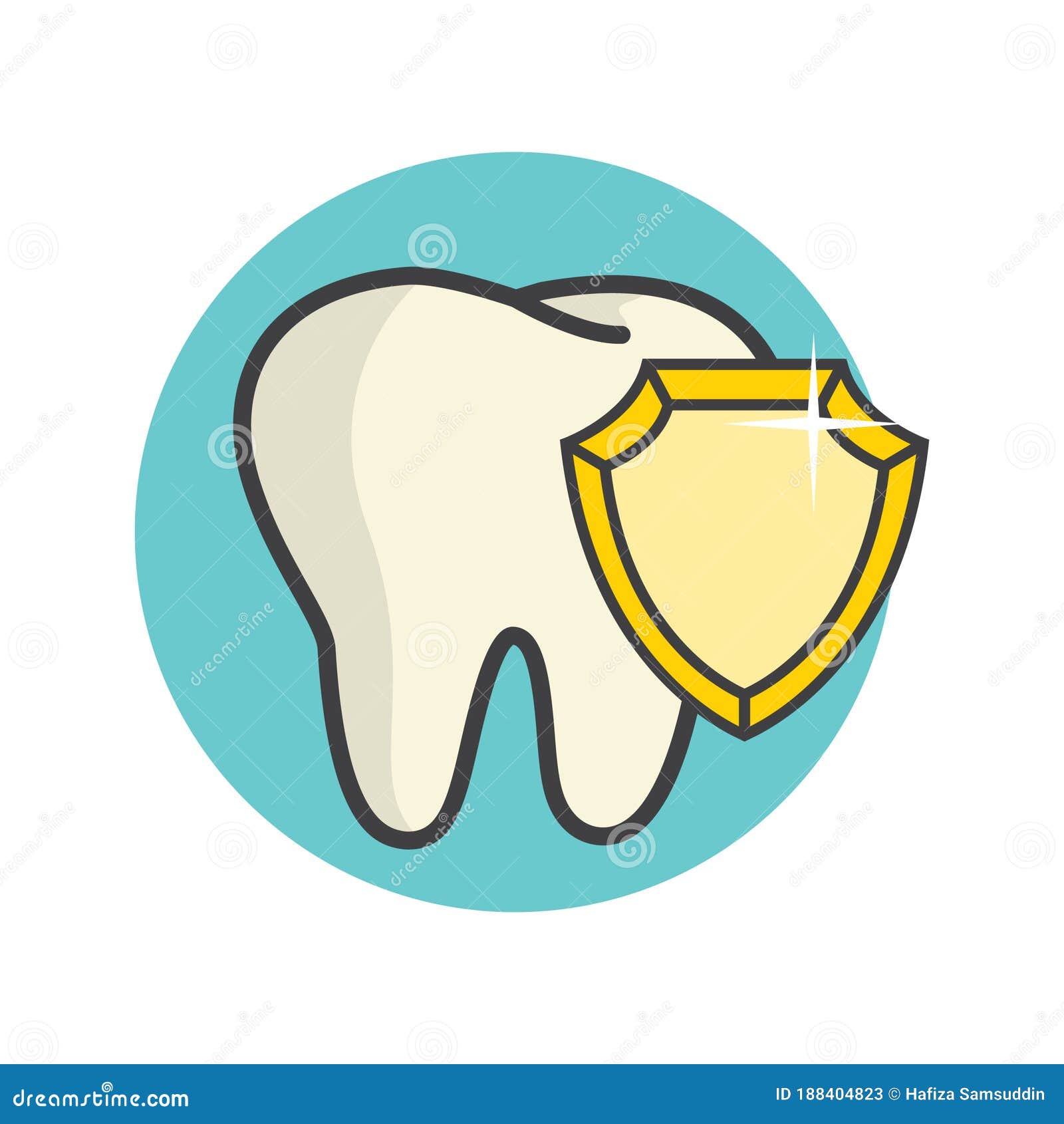 Tooth with Shield. Vector Illustration Decorative Design Stock Vector ...